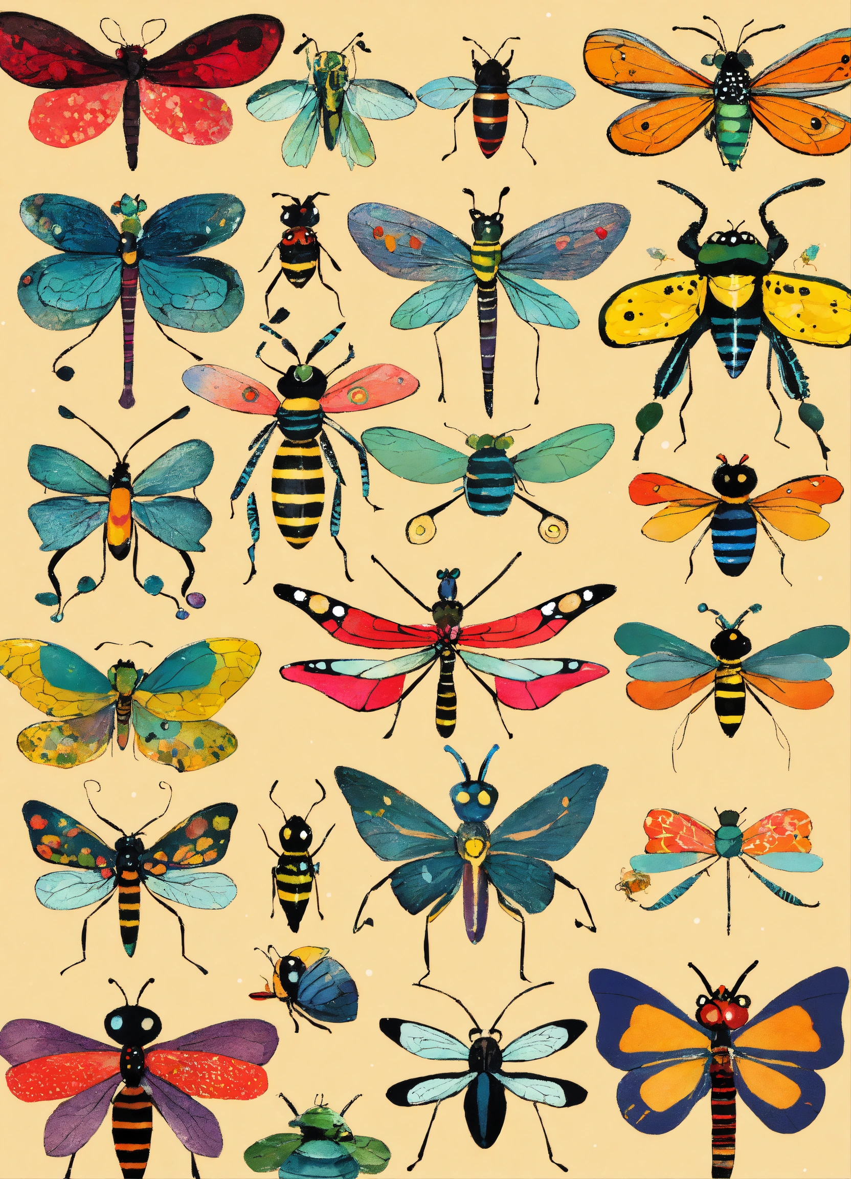 Lexica - Mixed Media Whimsical Insects, Quirky Bug Graphics, Commercial ...