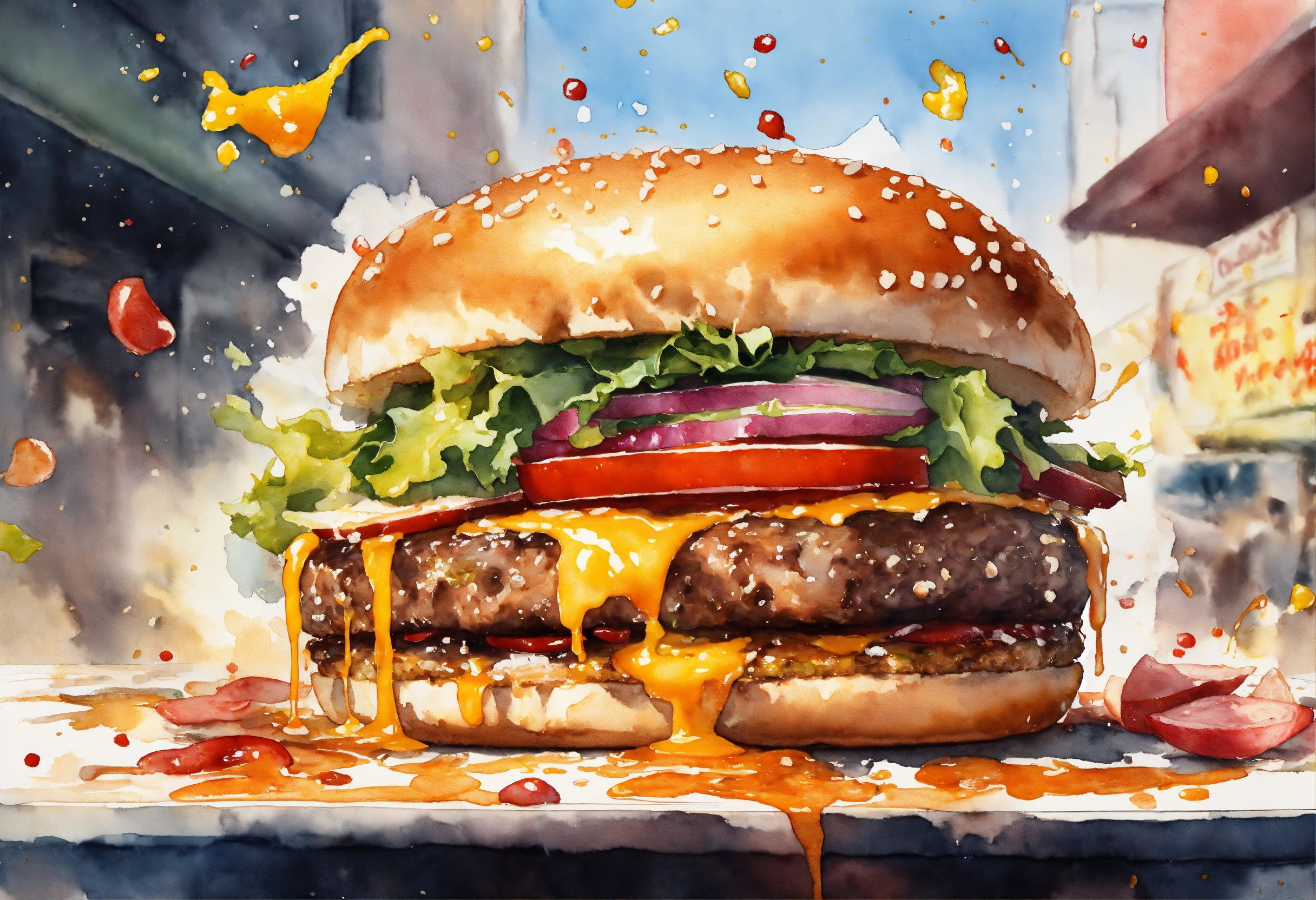 Lexica - Manga cartoon dc comic style. A mouth-watering burger, where ...