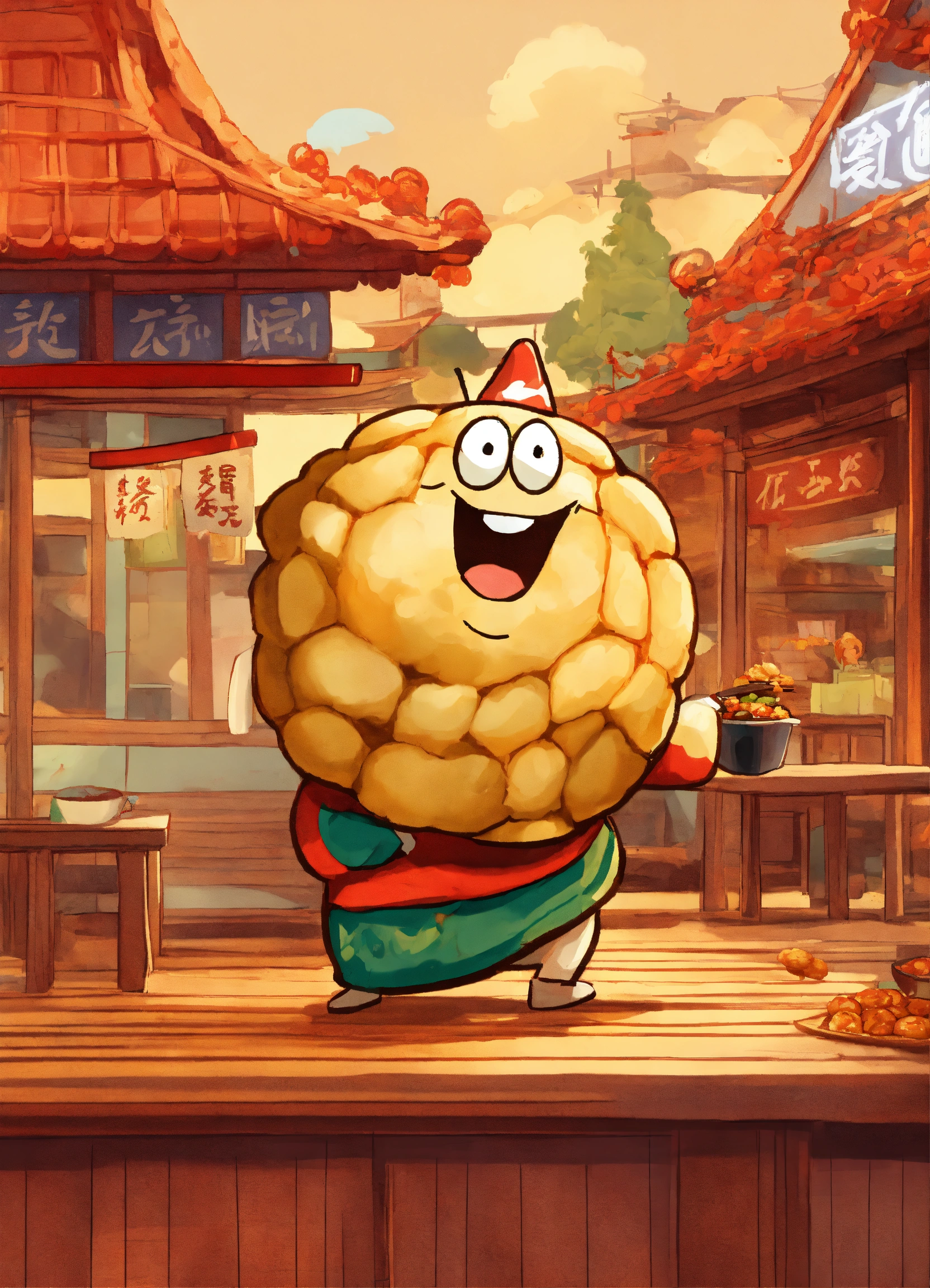 Lexica - A cartoon of dancing Talking fried dumplings