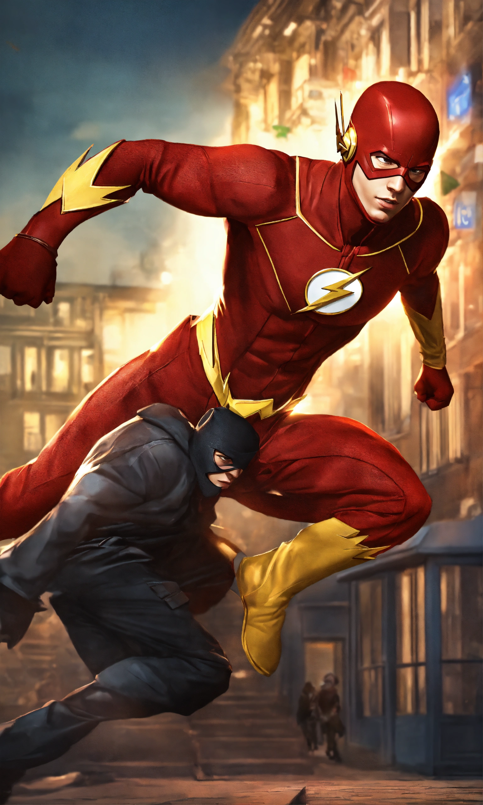 Lexica - Realistic, The flash fighting with thief, thief wearing a mask ...