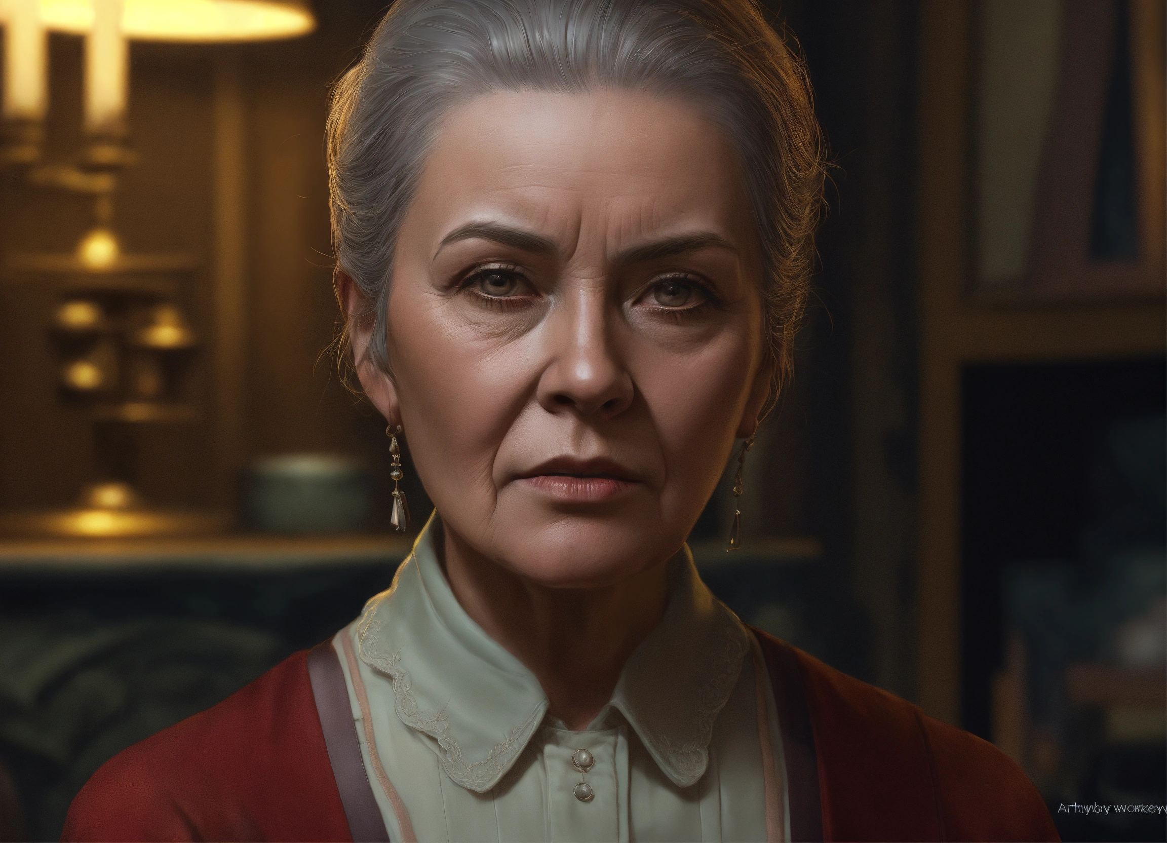 Lexica - Close Up, highly detailed, defiant rude old female housekeeper ...