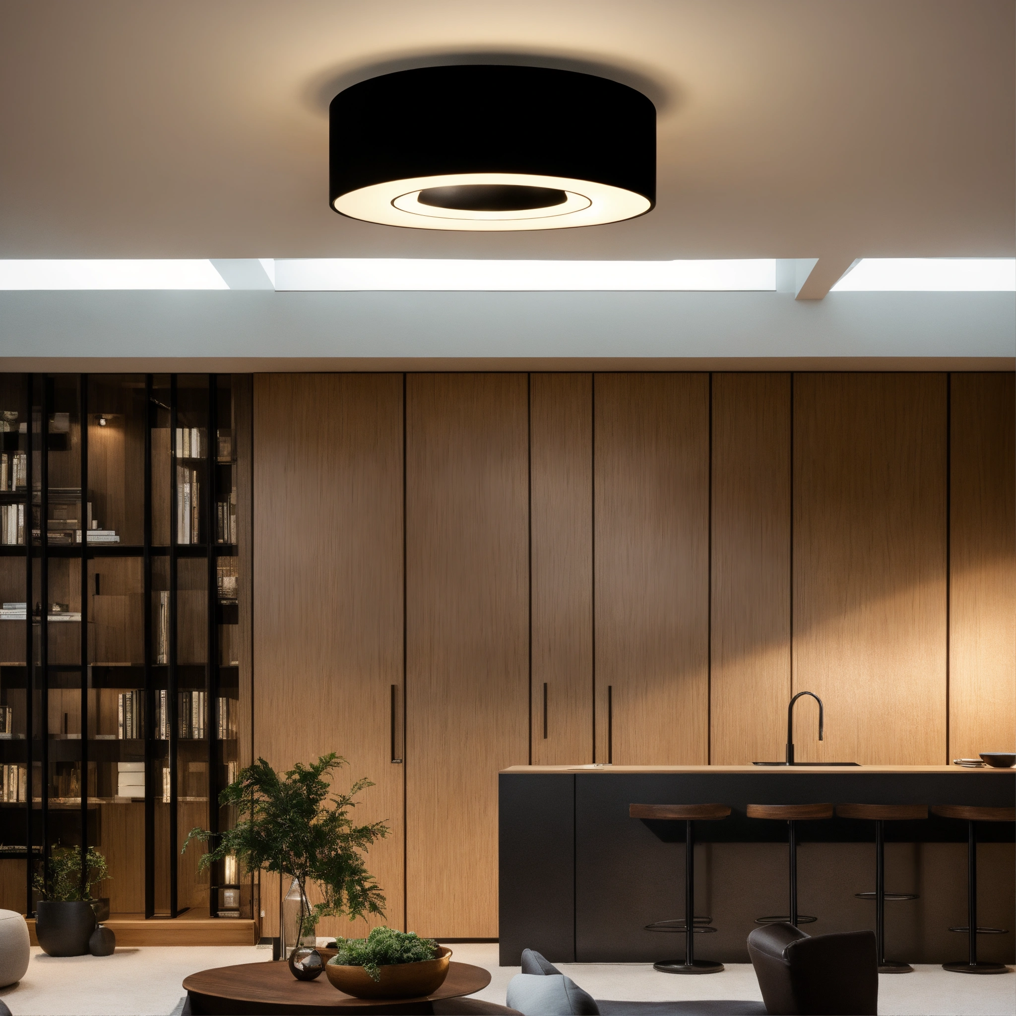 Lexica - A photo of a ceiling light. The ceiling light is a modern ...