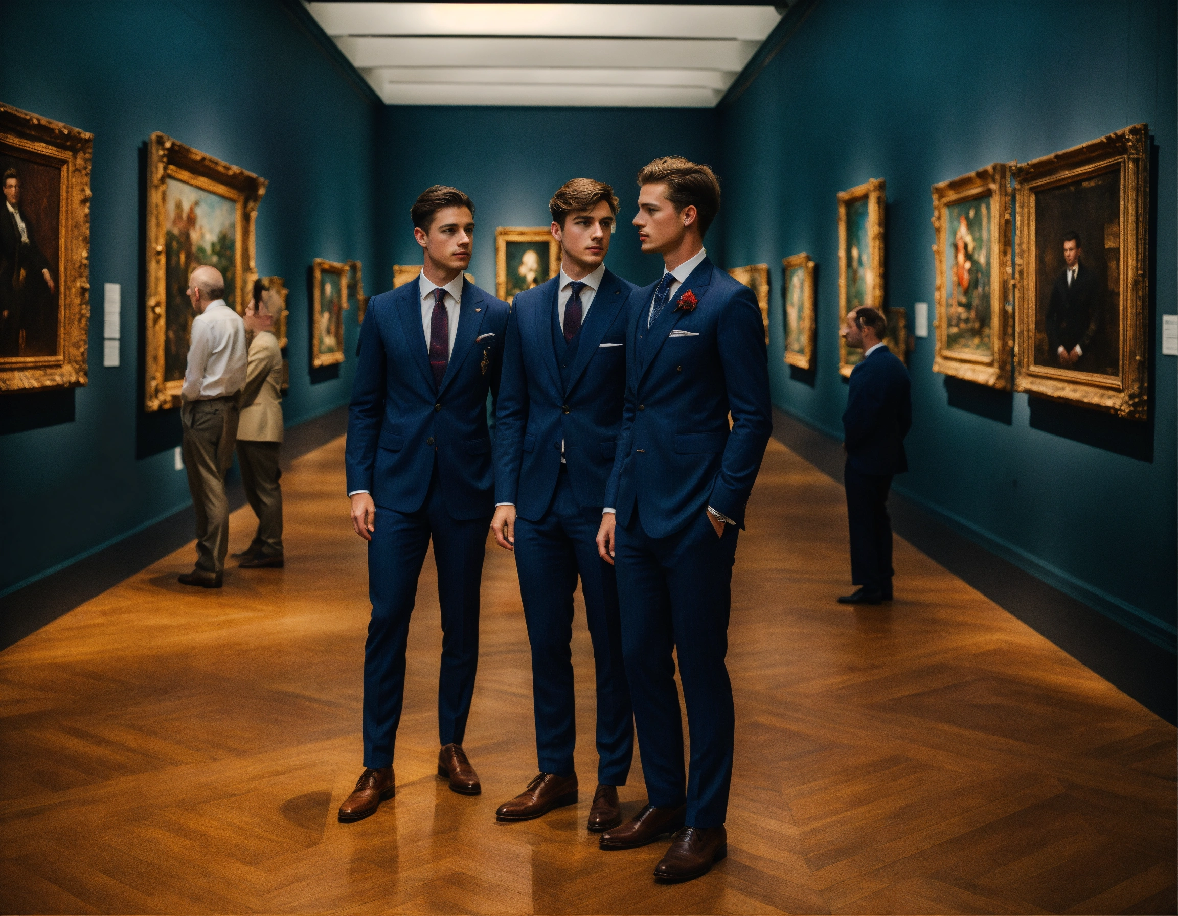Lexica - Two young British gentlemen in navy pinstripe suit and tie ...
