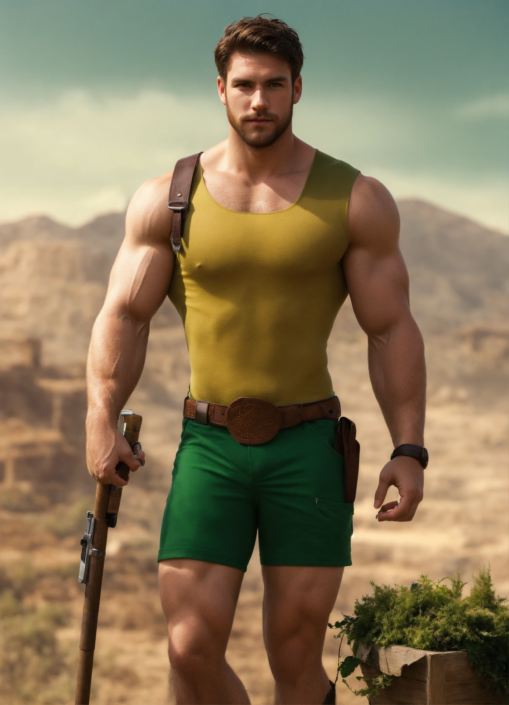 Lexica - Human man, 1.60 meters tall, white skin, brown hair, green ...