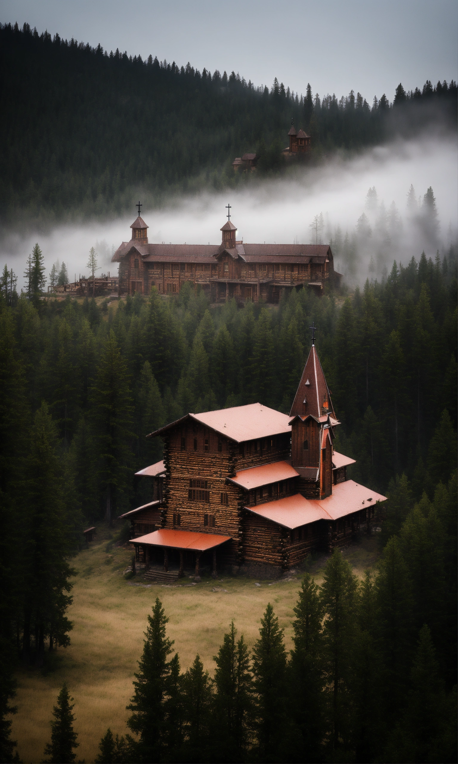 Lexica - An award winning photograph of a creepy log-constructed ...