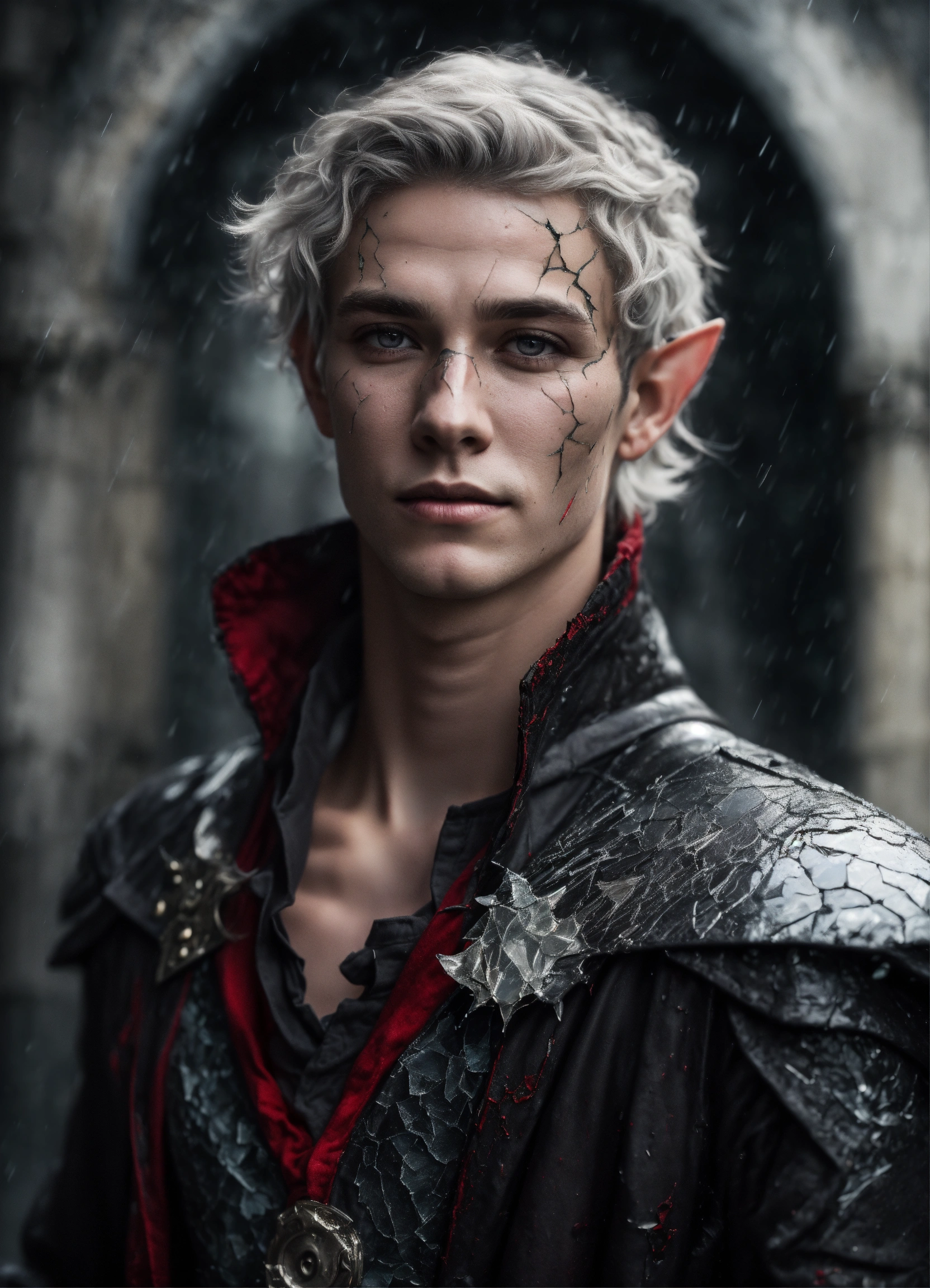 Lexica - Fantasy portrait of a ash-grey skinned elf, masculine ...