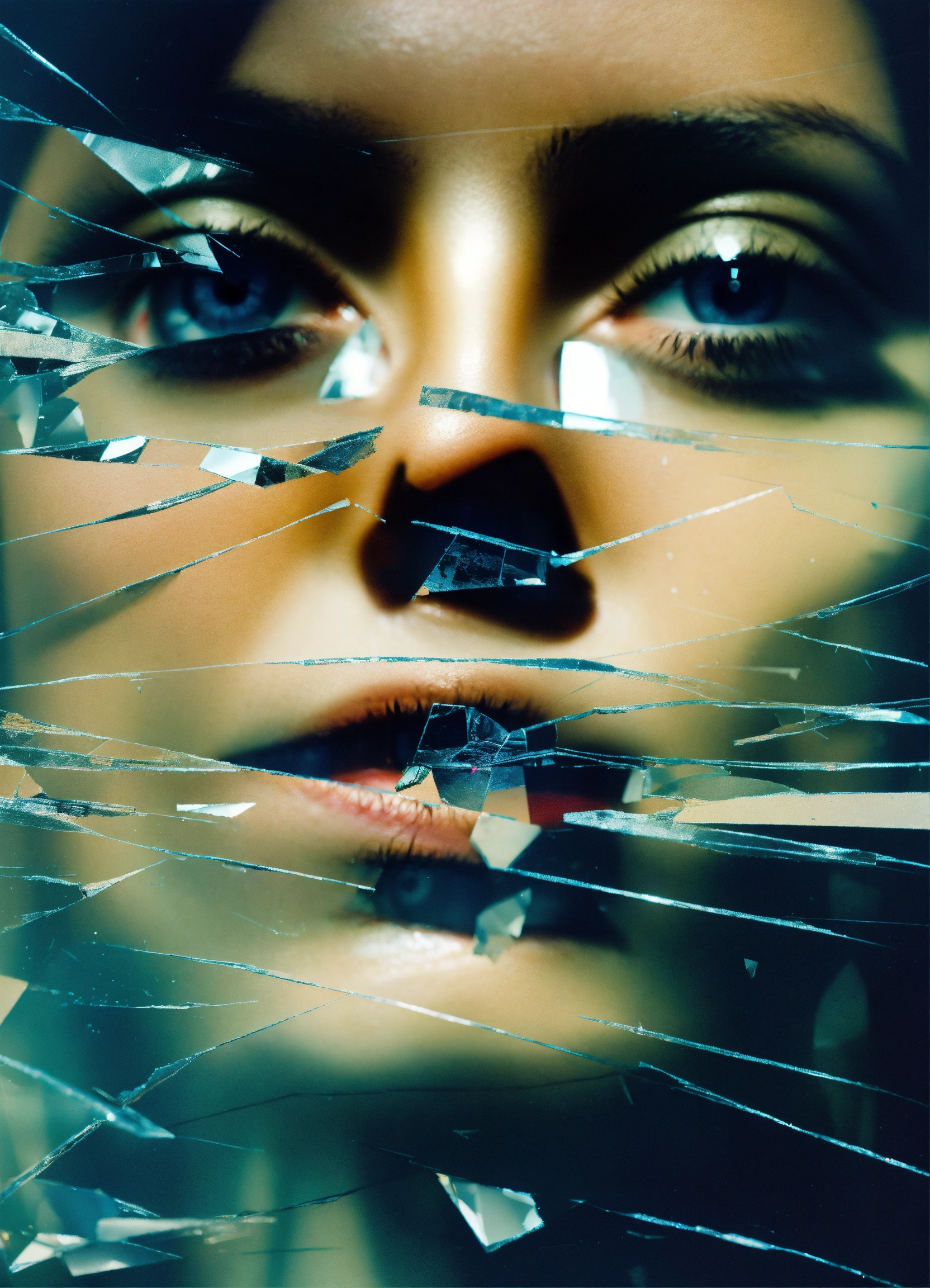 Lexica - Double Exposure photo, featuring eye, shattered mirror effect ...