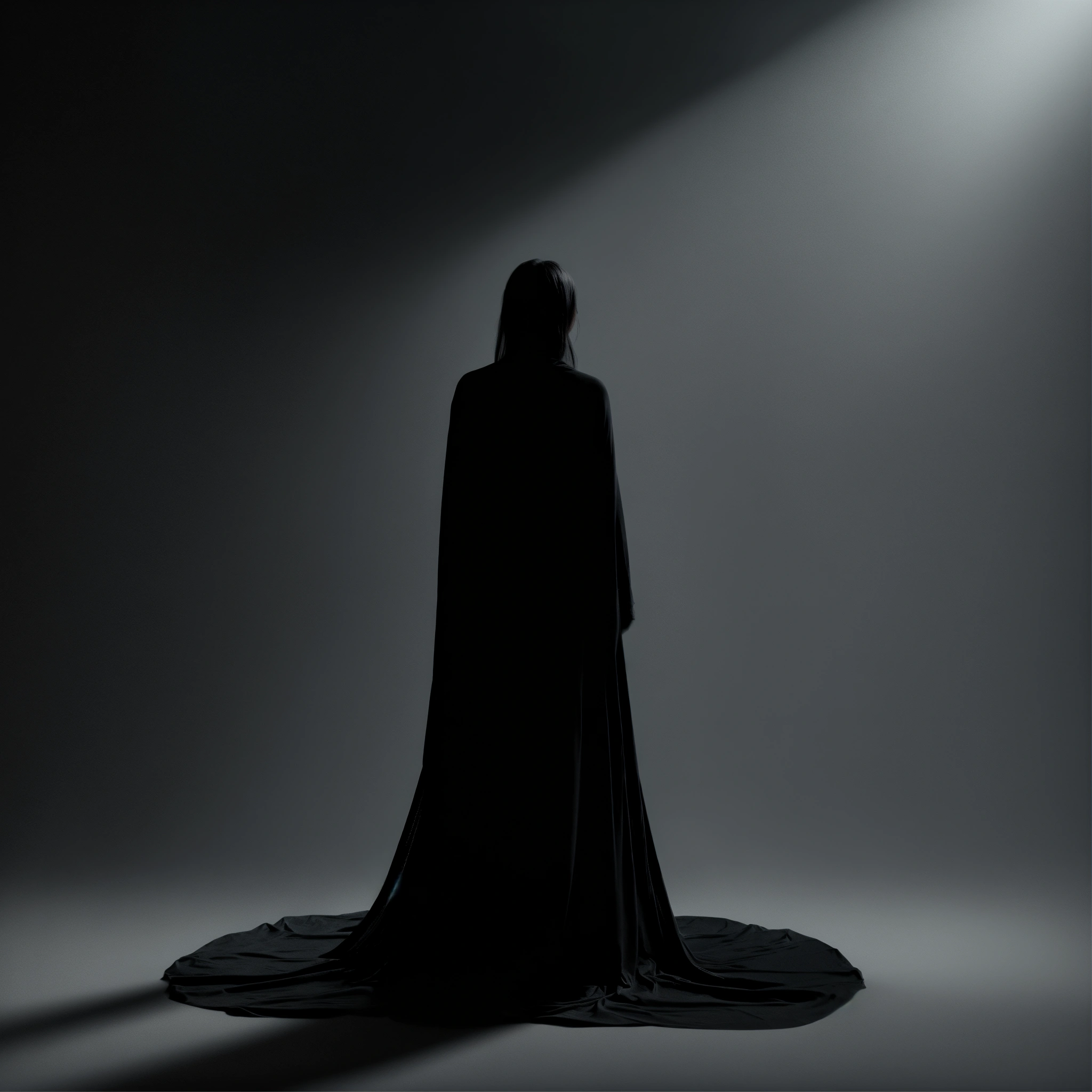 Lexica - Shadow figure woman emerging from the darkness, black and grey ...