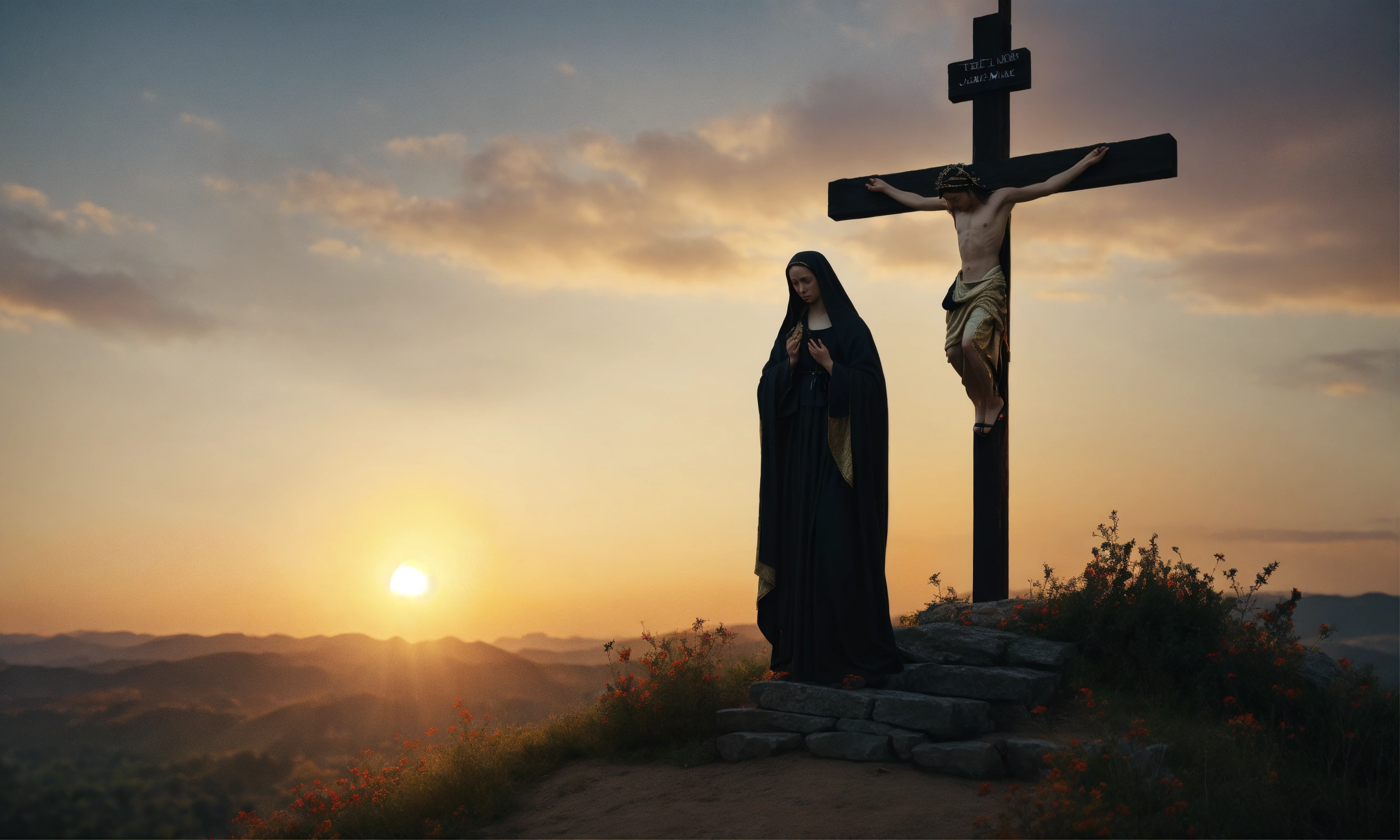 Lexica - The Virgin Mary, mother of Jesus, in black with mourning ...