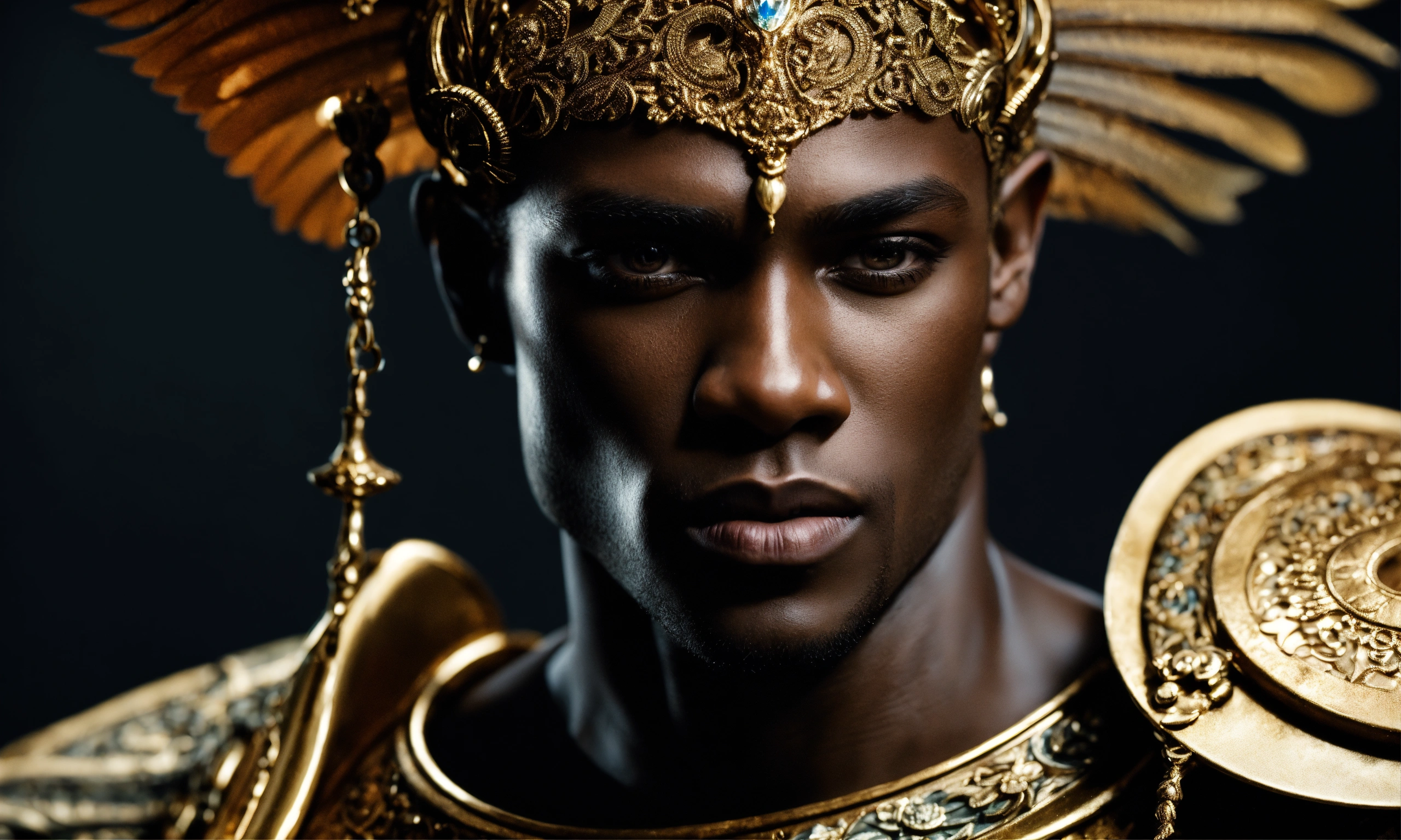 Lexica - Portrait of a stunningly handsome african male fairy in armor ...