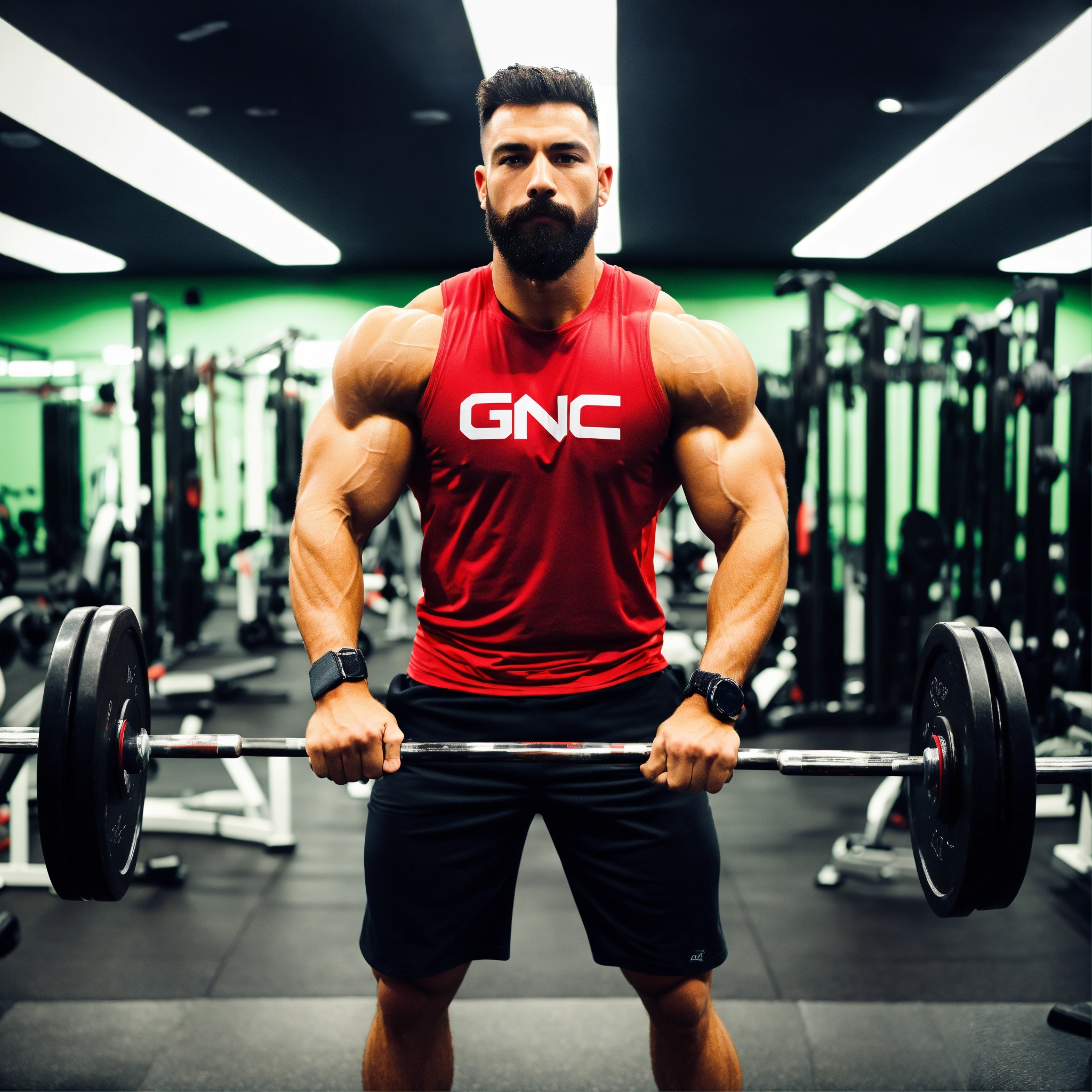 Lexica - A photo of a man working out in a gym. The man is wearing a ...