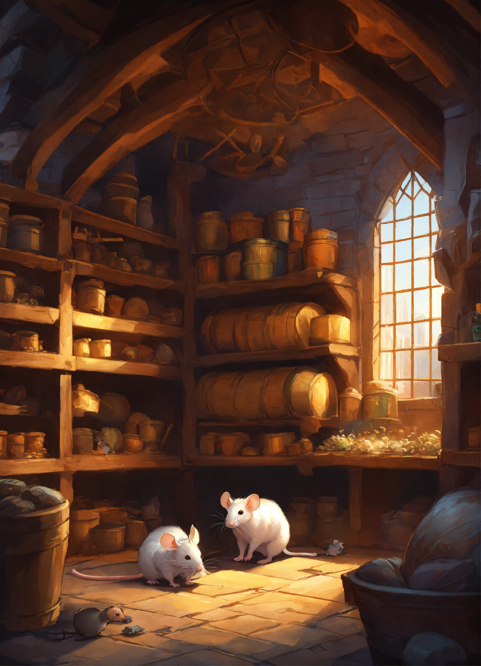 Lexica - Mice in a medieval storeroom in the center of the image, d & d ...