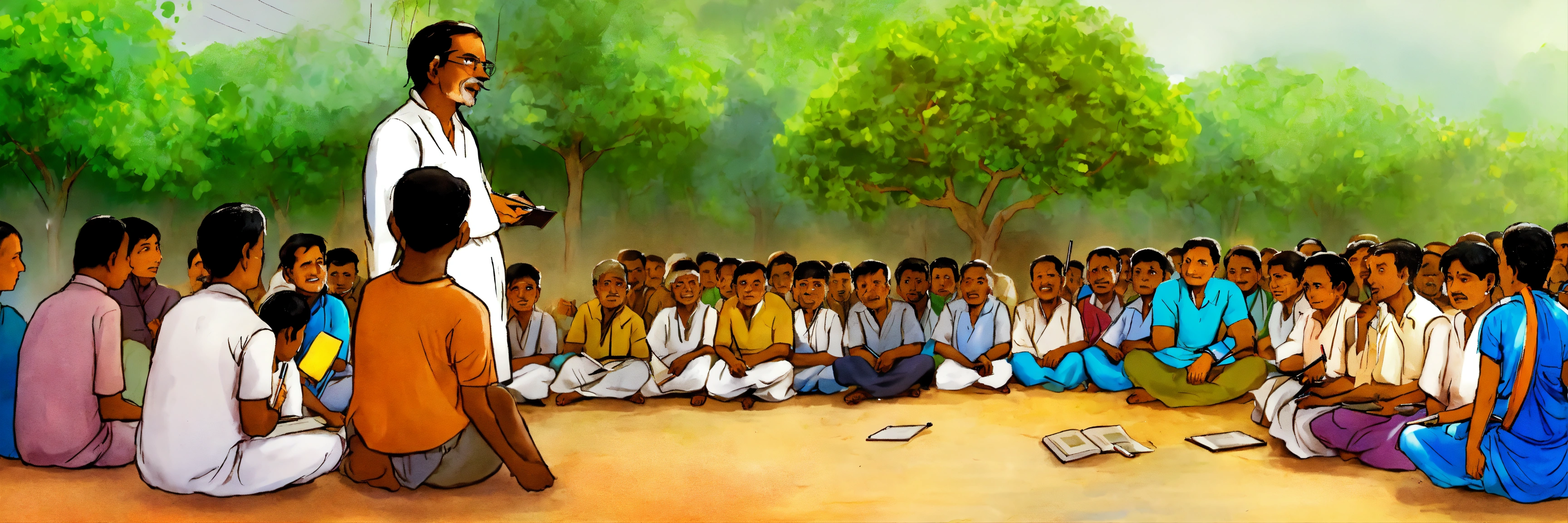 Lexica - Raju Inspiring the Village This image portrays Raju addressing ...