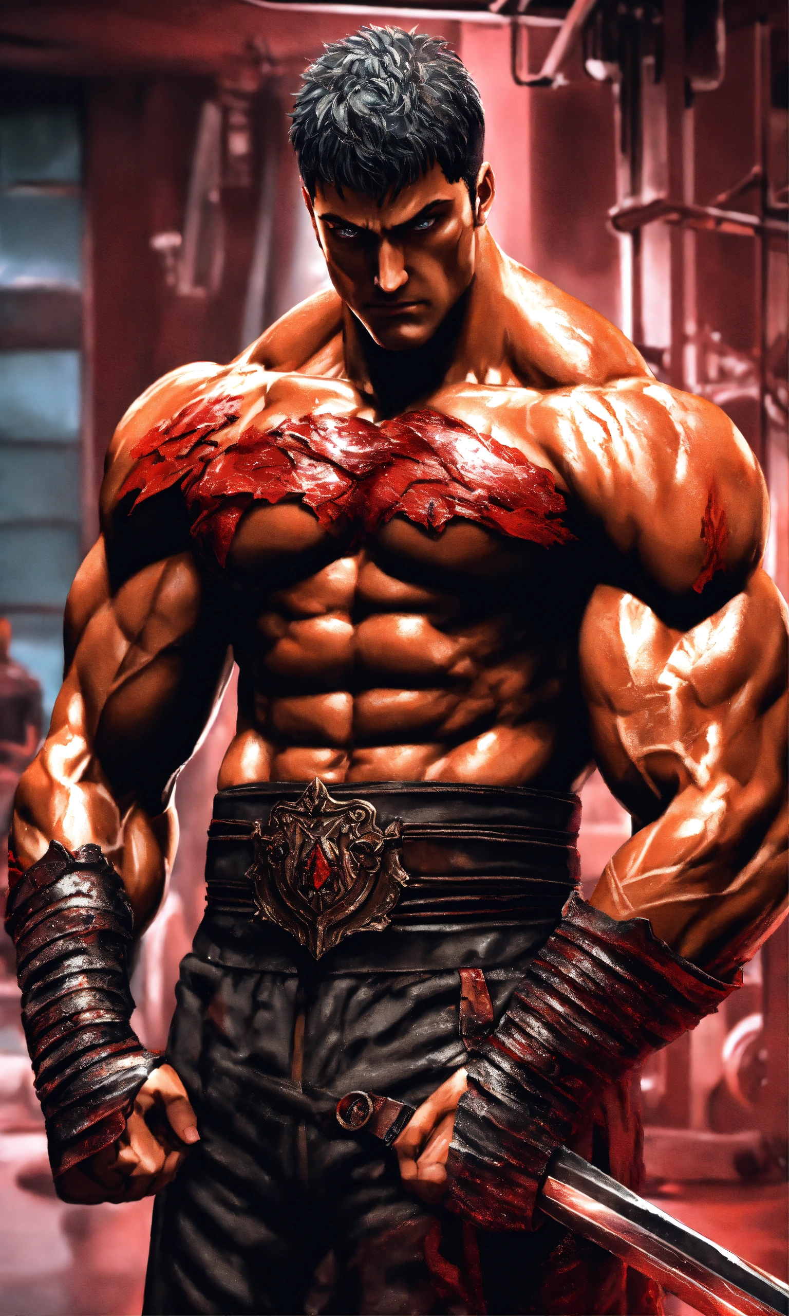 Lexica - Guts from berserk, muscular, right eye missing, huge guts ...