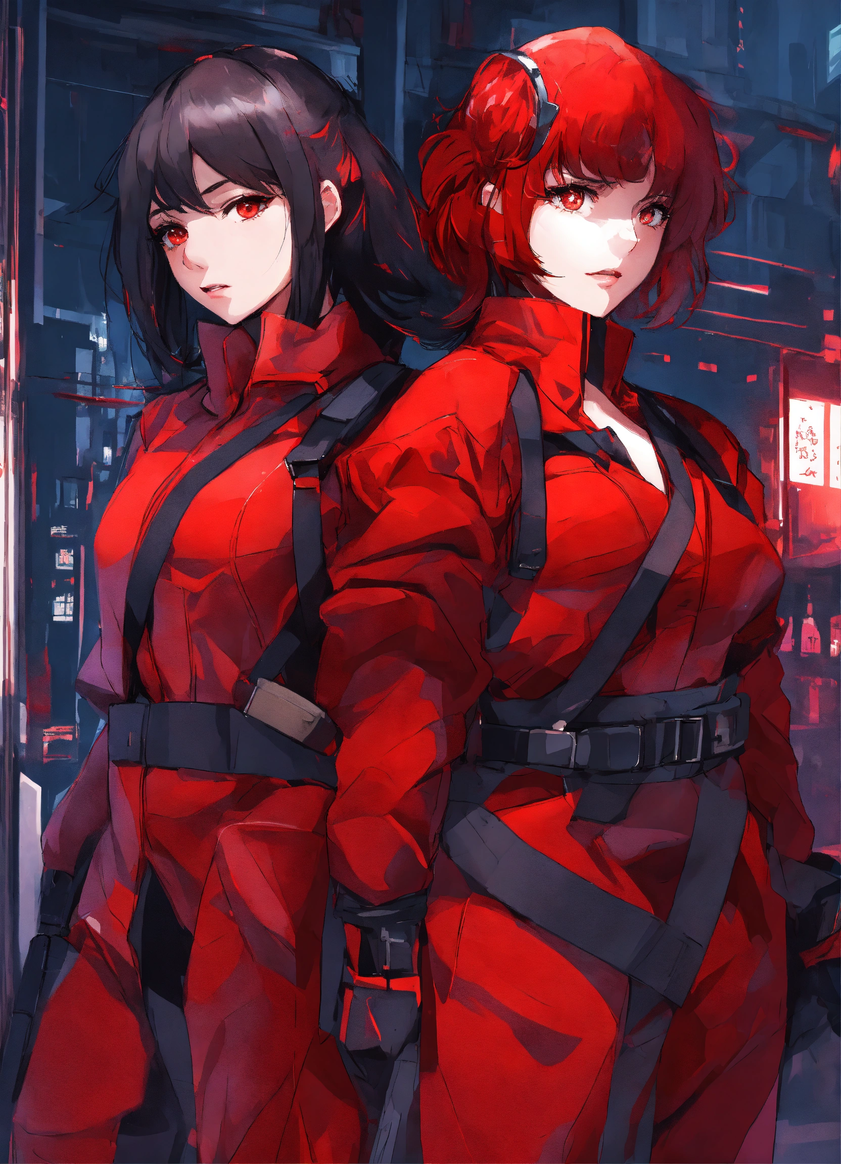 Lexica - Grupo de mujeres soldados futuristas, con ropa roja urbana ...