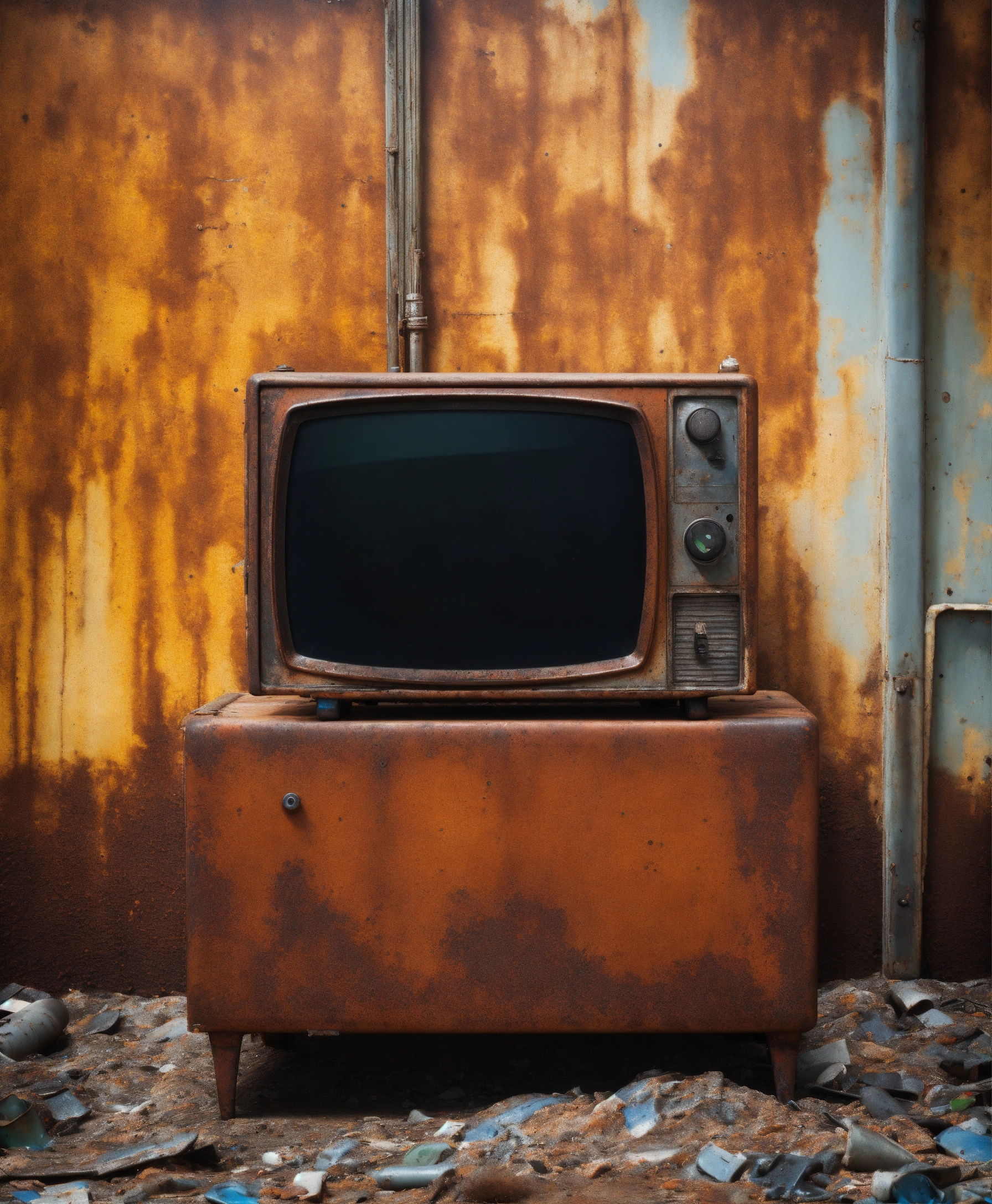 Lexica - A television in a toxic wasteland, natural rust and grime ...