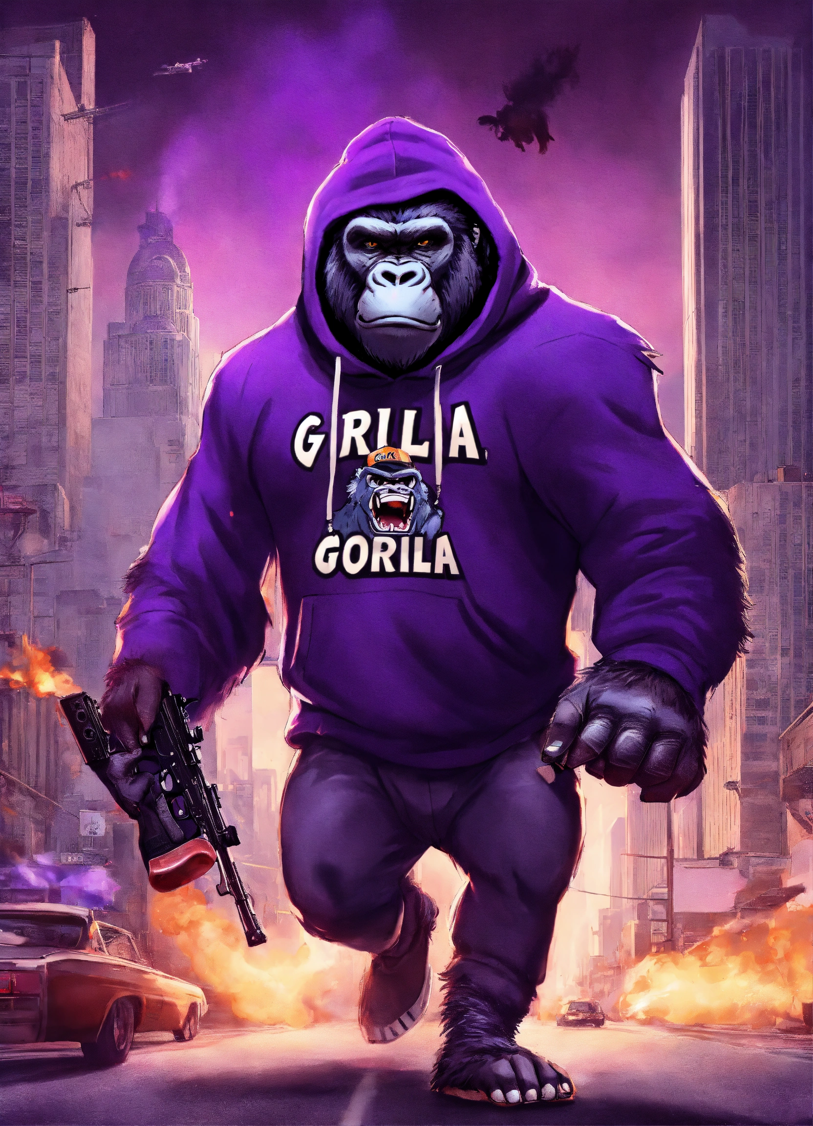 Lexica - Gangster Gorilla in hoodie and baseball cap with the words ...