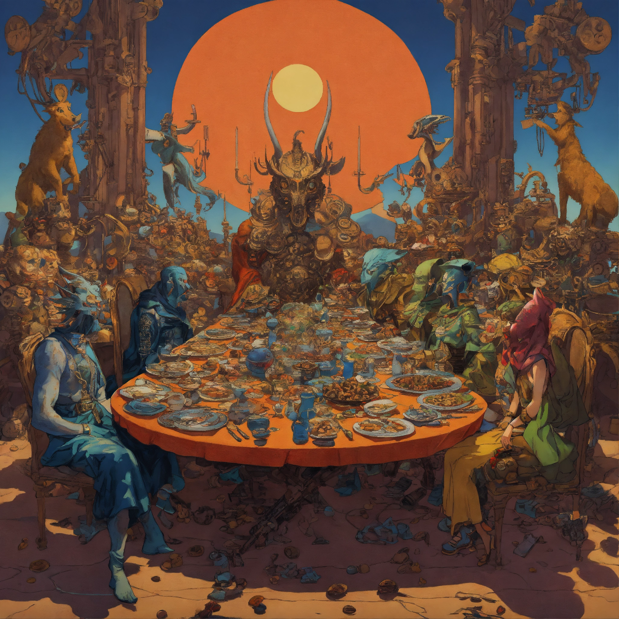 Lexica - Depict a vibrant, cartoon-style scene where gaunt, dehumanized ...