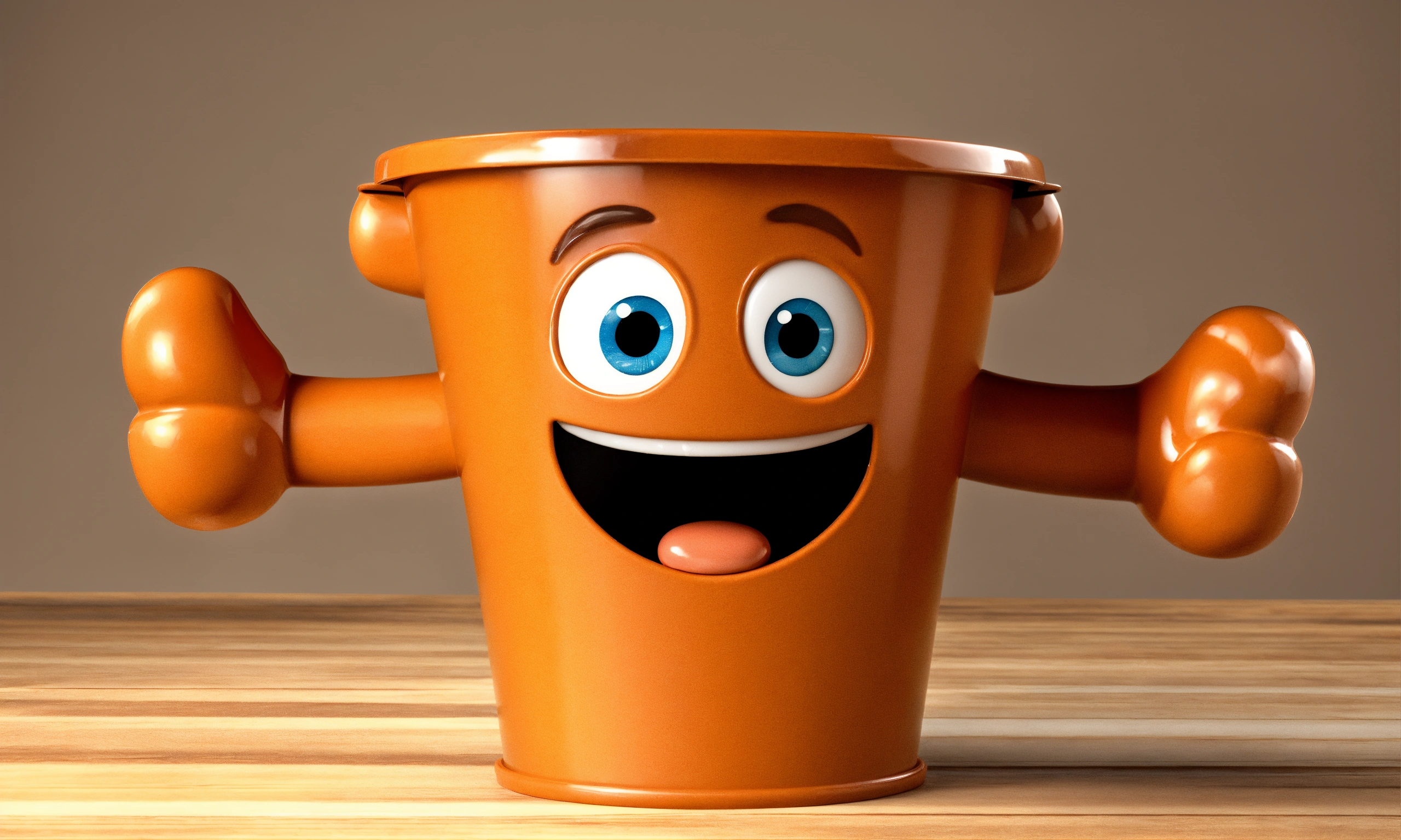 Lexica - Bucket character is a portrait with arms and legs and a ...