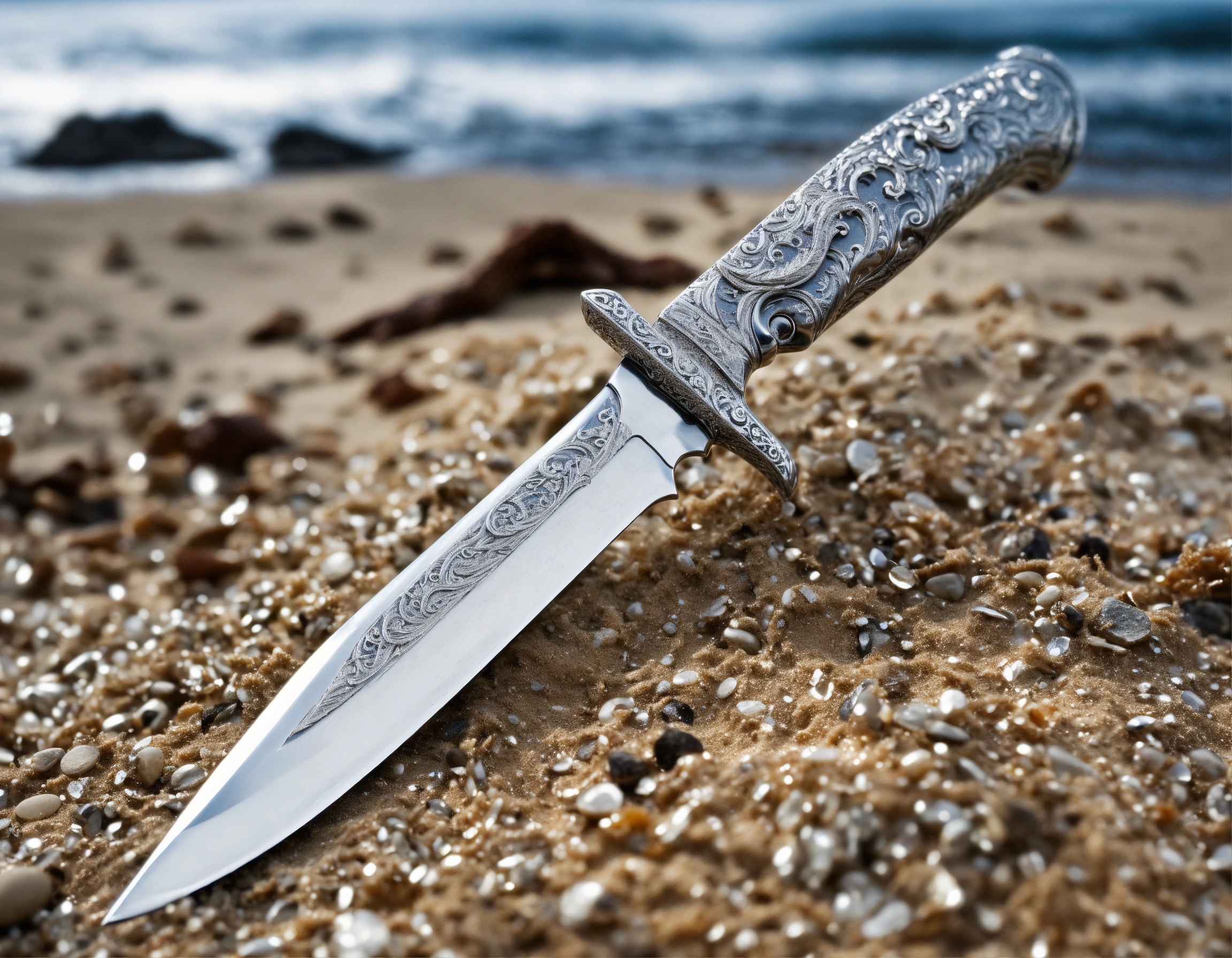 Lexica - 8k, picture of a narrow and delicate wavy hunting knife made ...