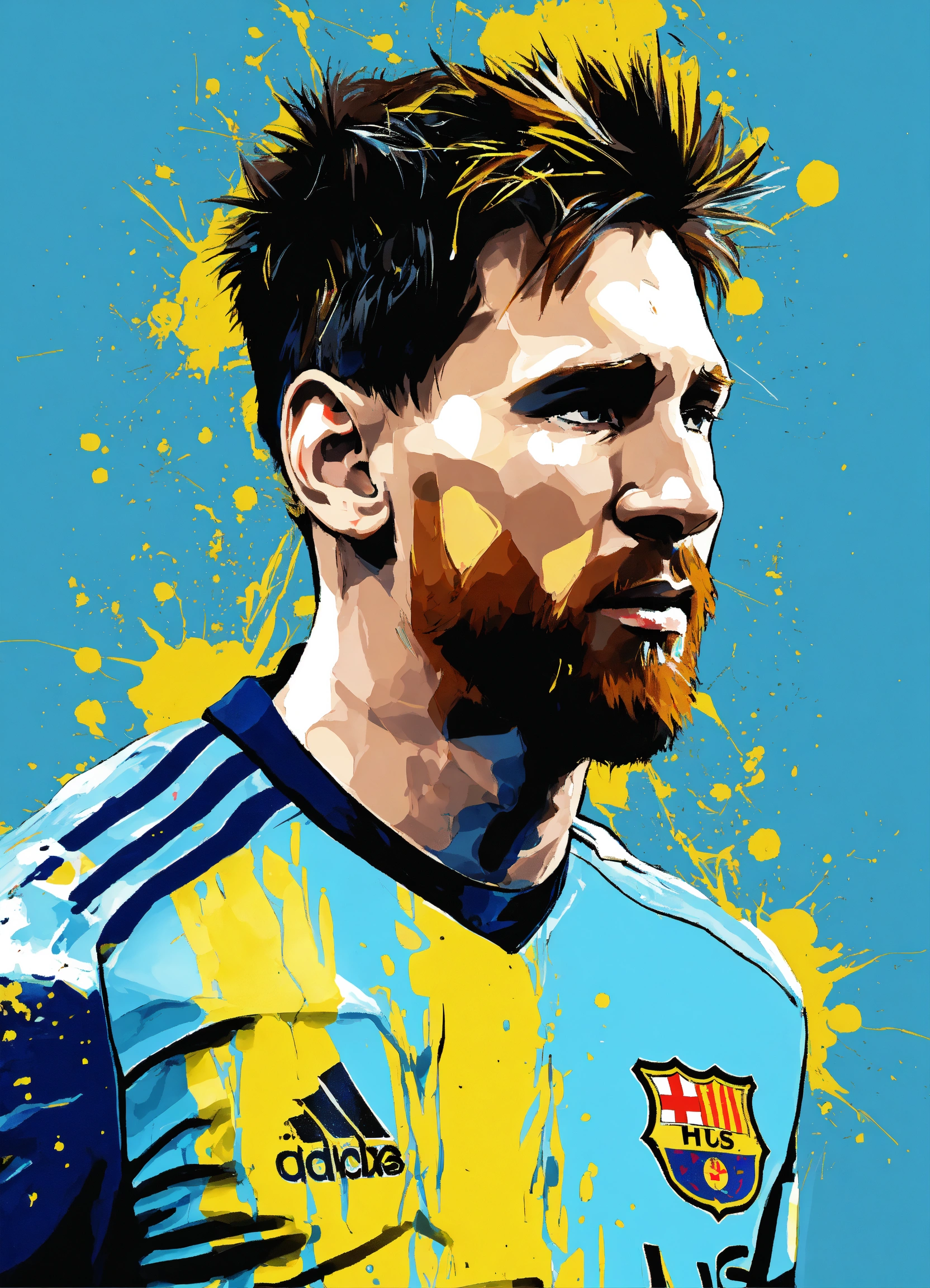 Lexica - Futuristic paint splatter of messi face , Basquiat-inspired ...