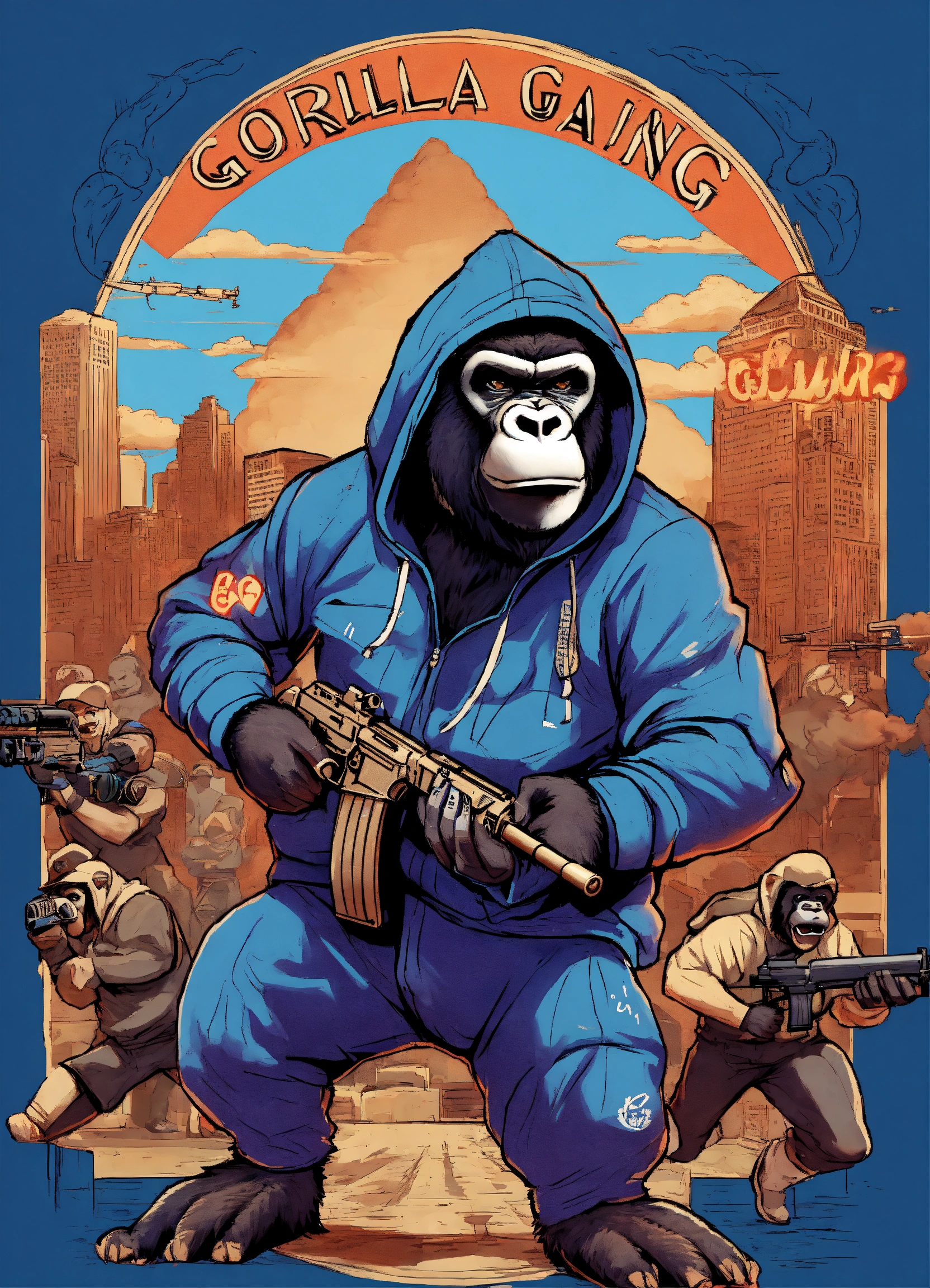 Lexica - Gangster Gorillas in hoodies and baseball caps with the words ...