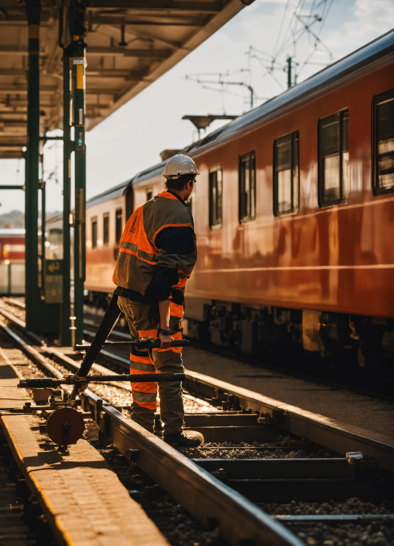Lexica - A worker in a train station pulling a lever to change train's ...