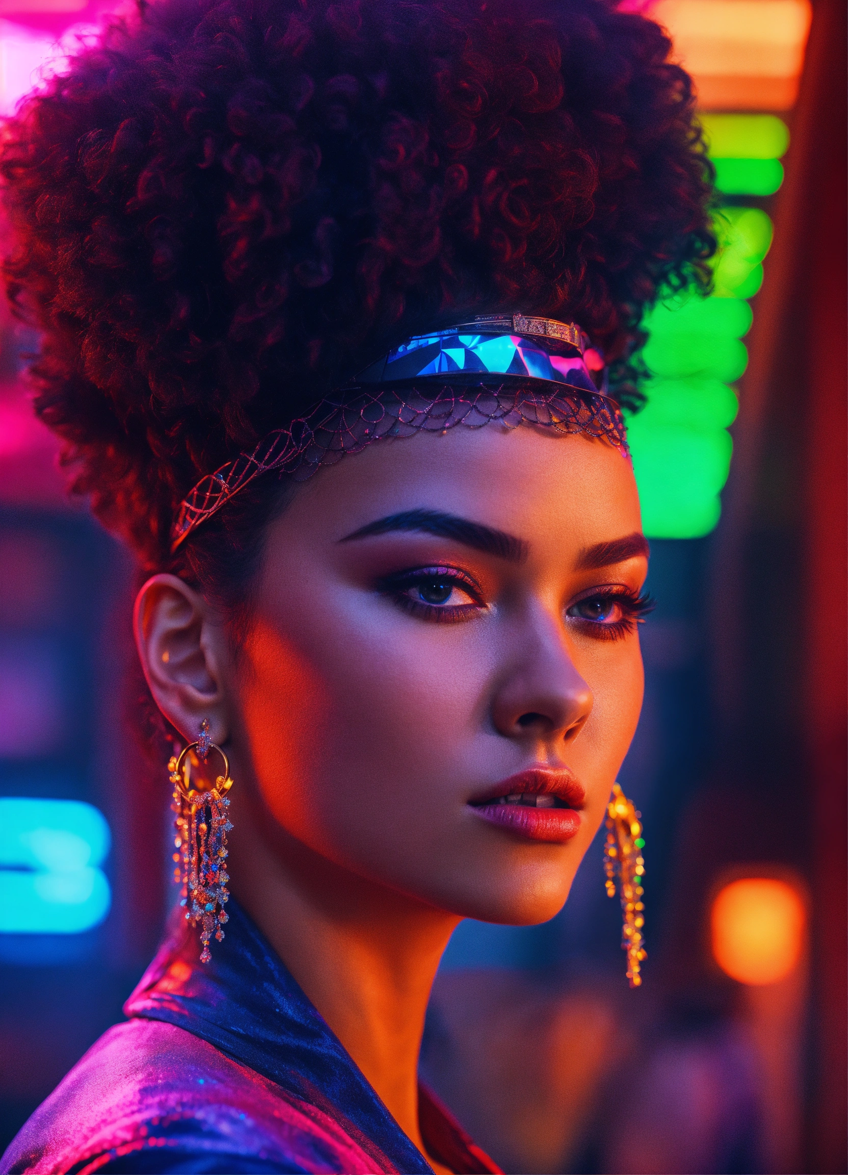 Lexica - Cinematic photography, modern, female queen, neon colors ...