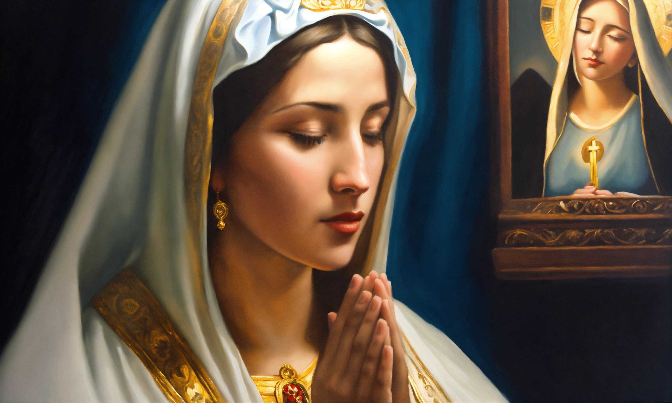 Lexica - Oil painting portrait of the virgin mary praying