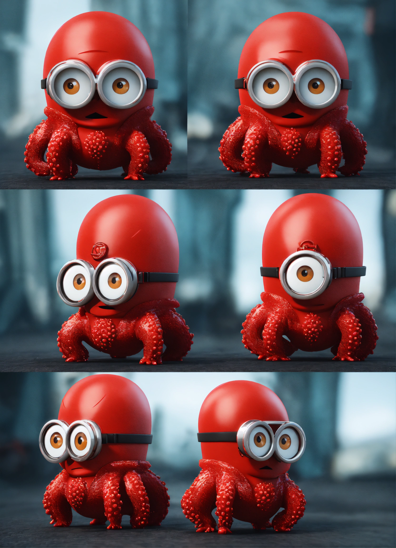 Lexica - 3D octopus style of minions in red color. 3D octane render ...