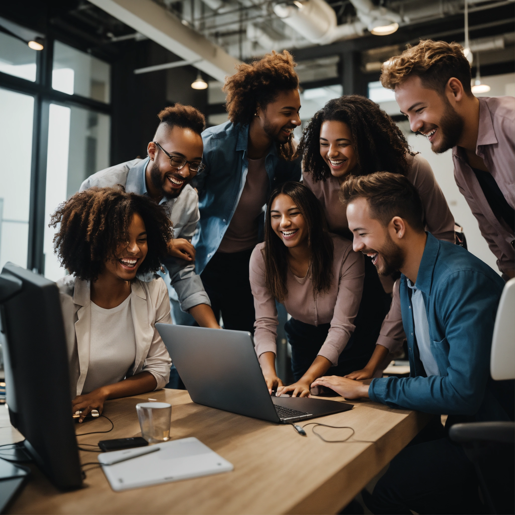 Lexica - A photo of a group of people working on a computer project ...