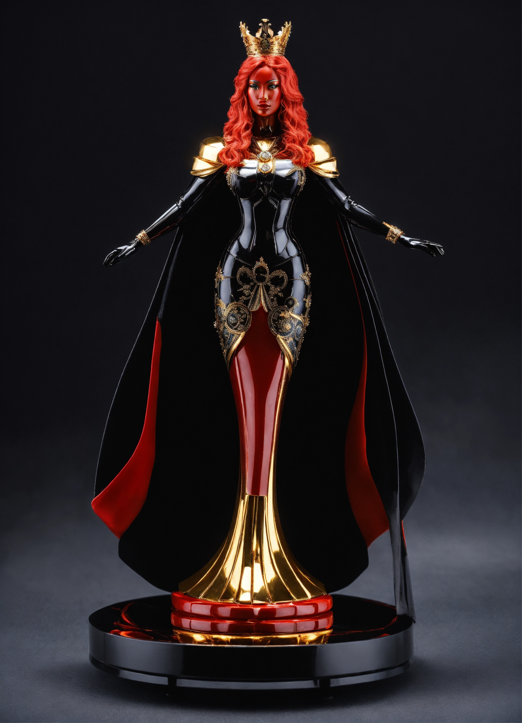 Lexica - Minimalism. Black Solar Queen with long oversized red flowing ...