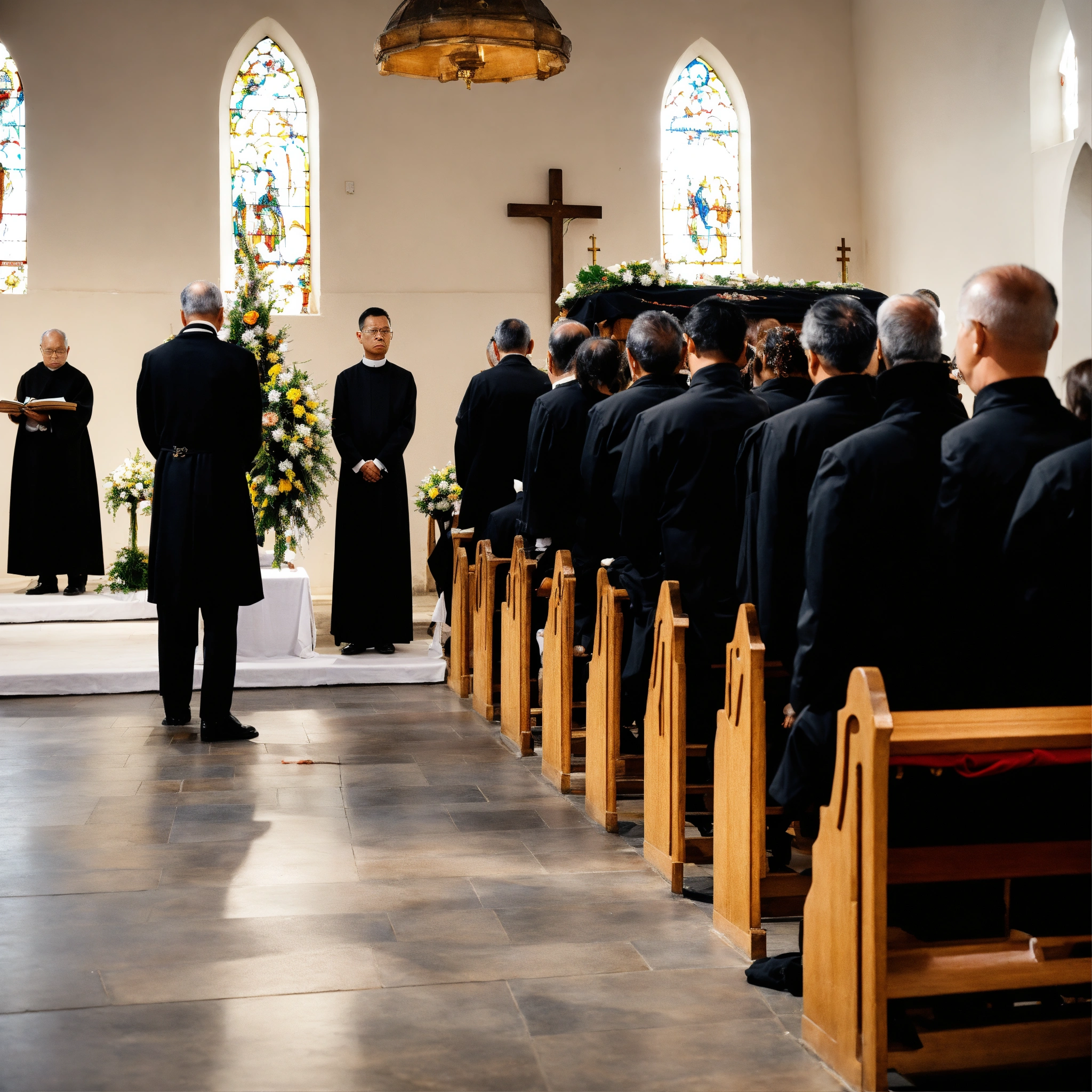 Lexica - A photo of a funeral ceremony. The ceremony is taking place in ...