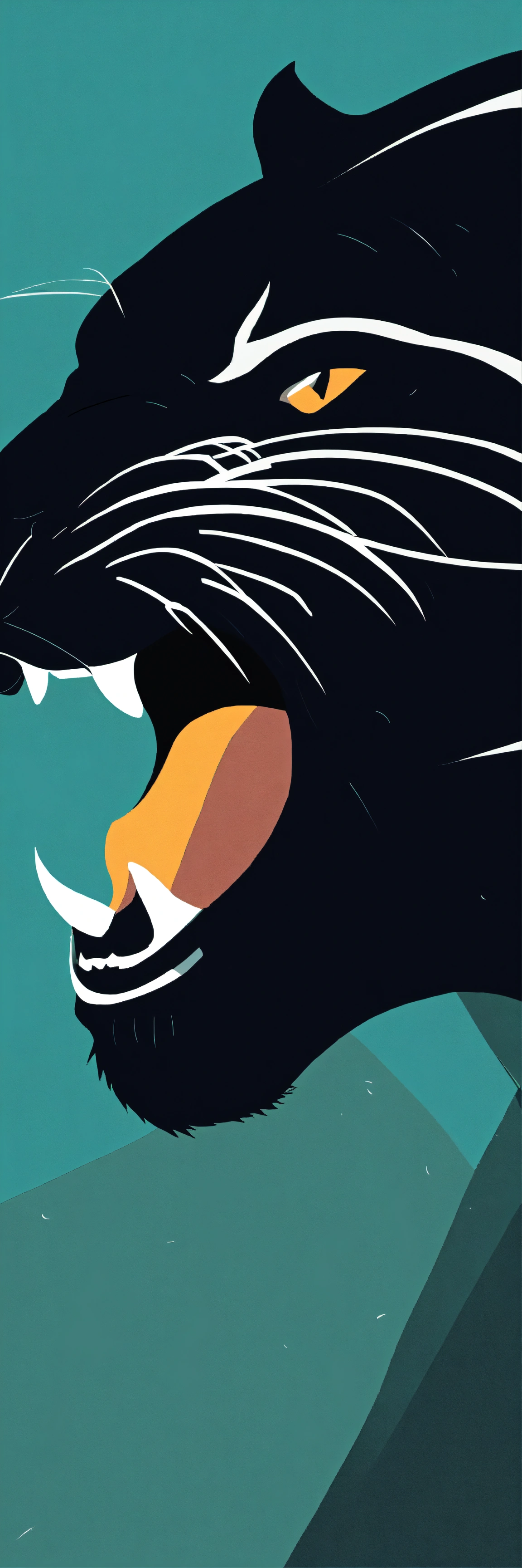 Lexica - A minimalistic graphic design of a panther black in mid-air ...