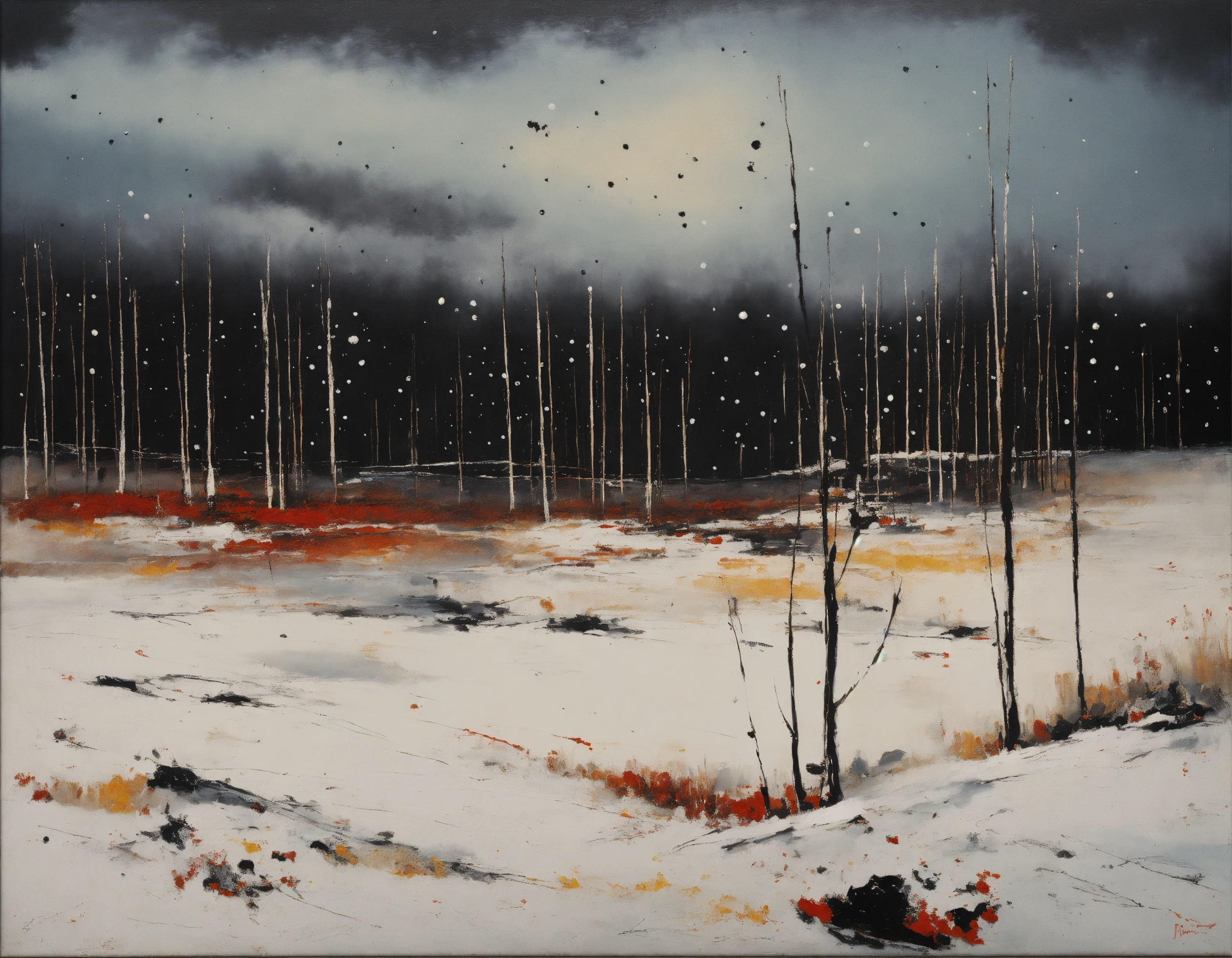 Lexica - Pollock surrealism, landscape, winter, vintage, acrylic ...