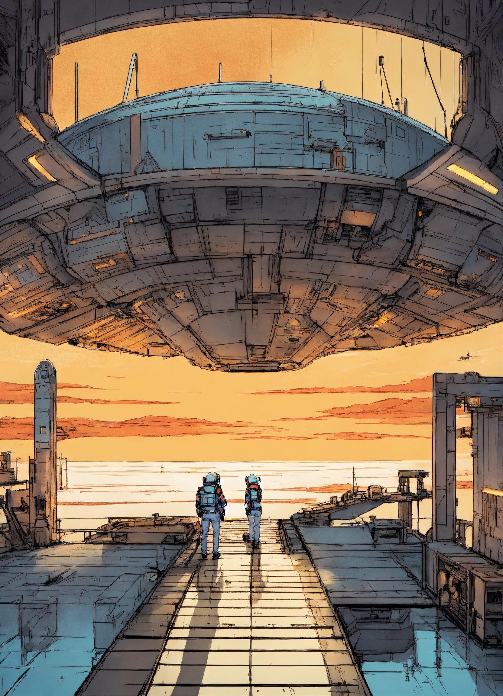 Lexica - A large open futuristic dock for spaceships. an open landing ...