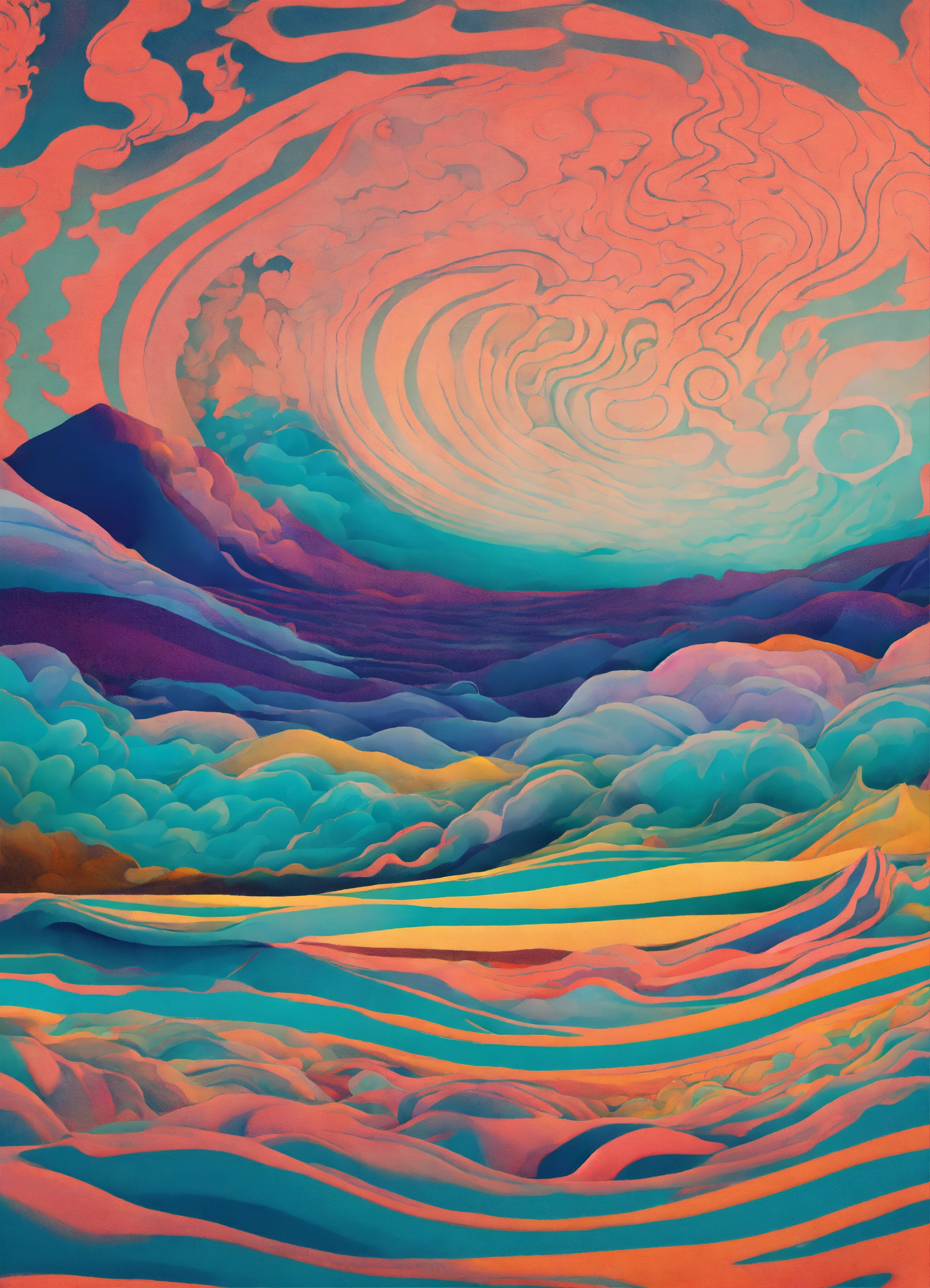 Lexica - Psychedelic pattern coastal, muted color, minimalist surreal ...
