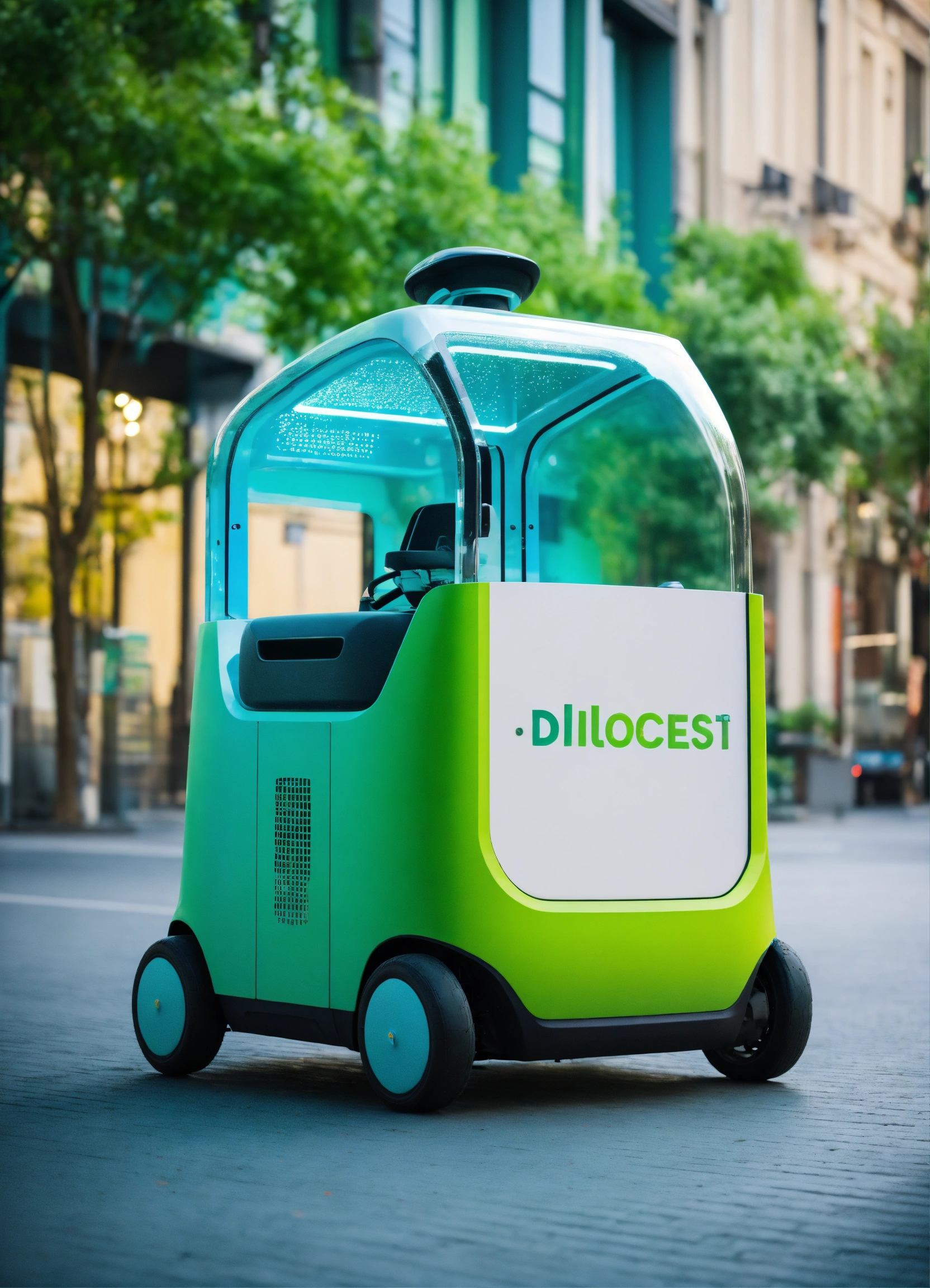 Lexica - Grocery delivery driverless vehicle with blue and green ...