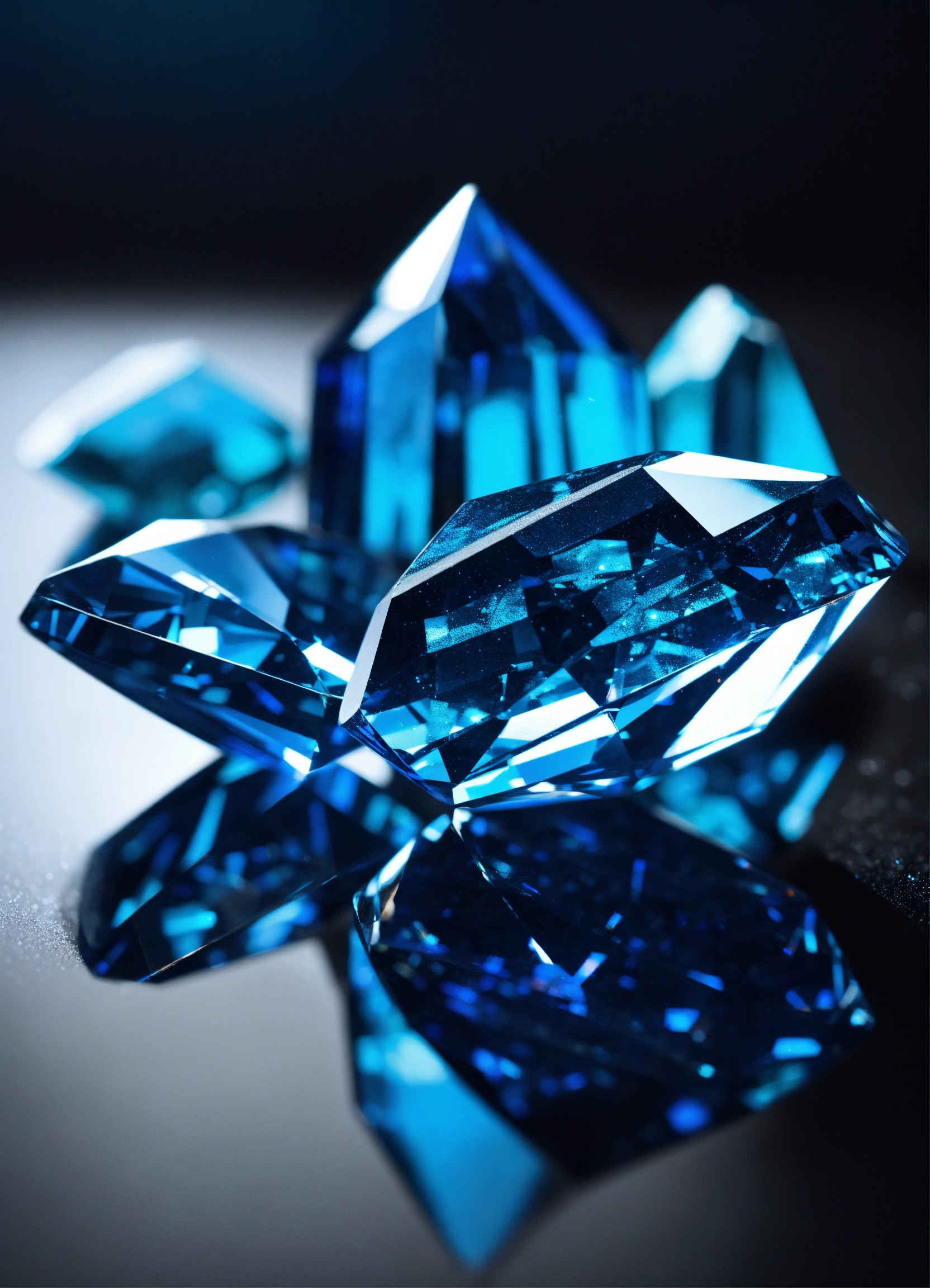 Lexica - Hyper realistic blue opaque sparkling crystals in air with ...