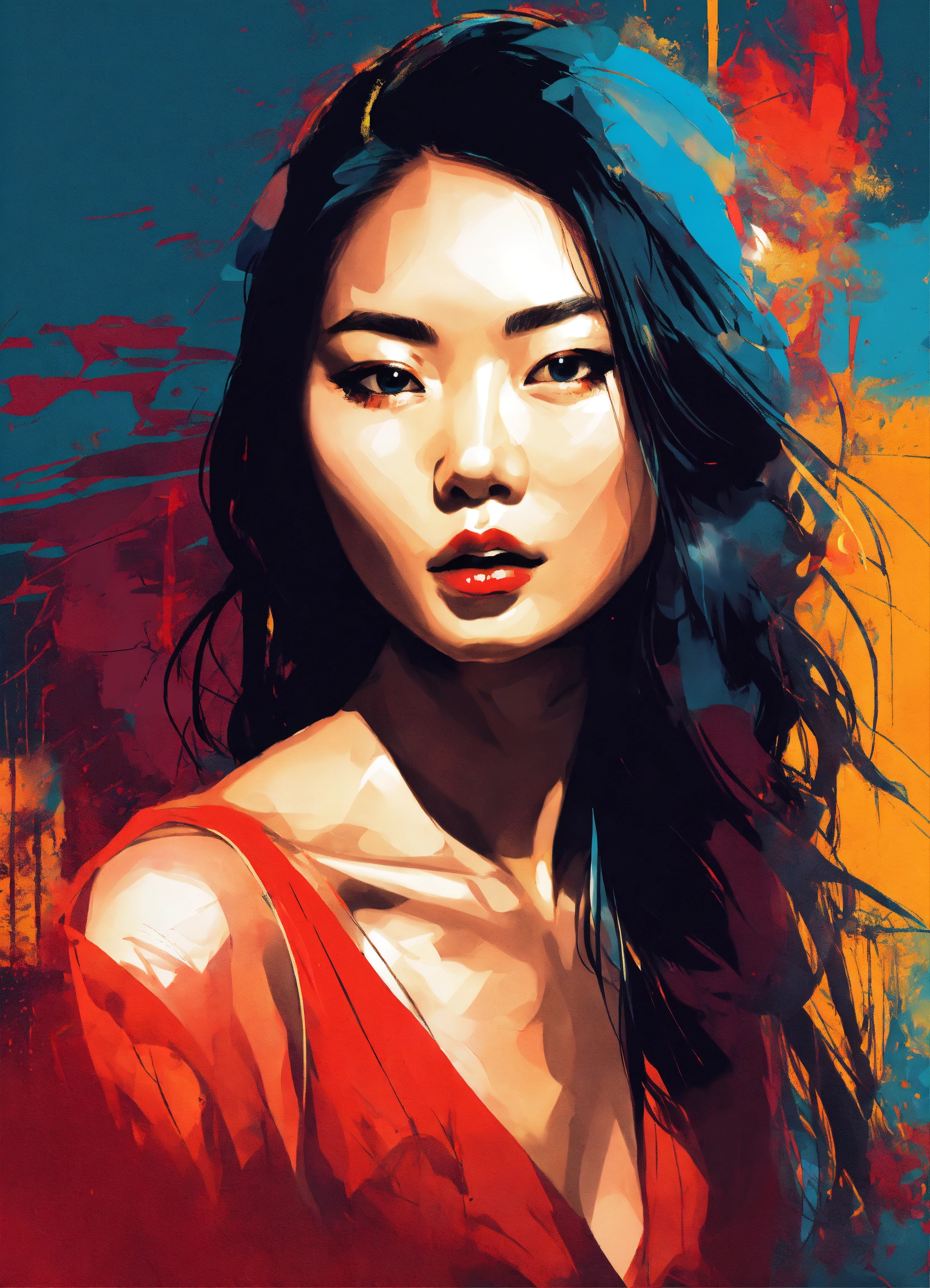 Lexica - Beautiful Asian woman vector style 8k urban art with spray ...