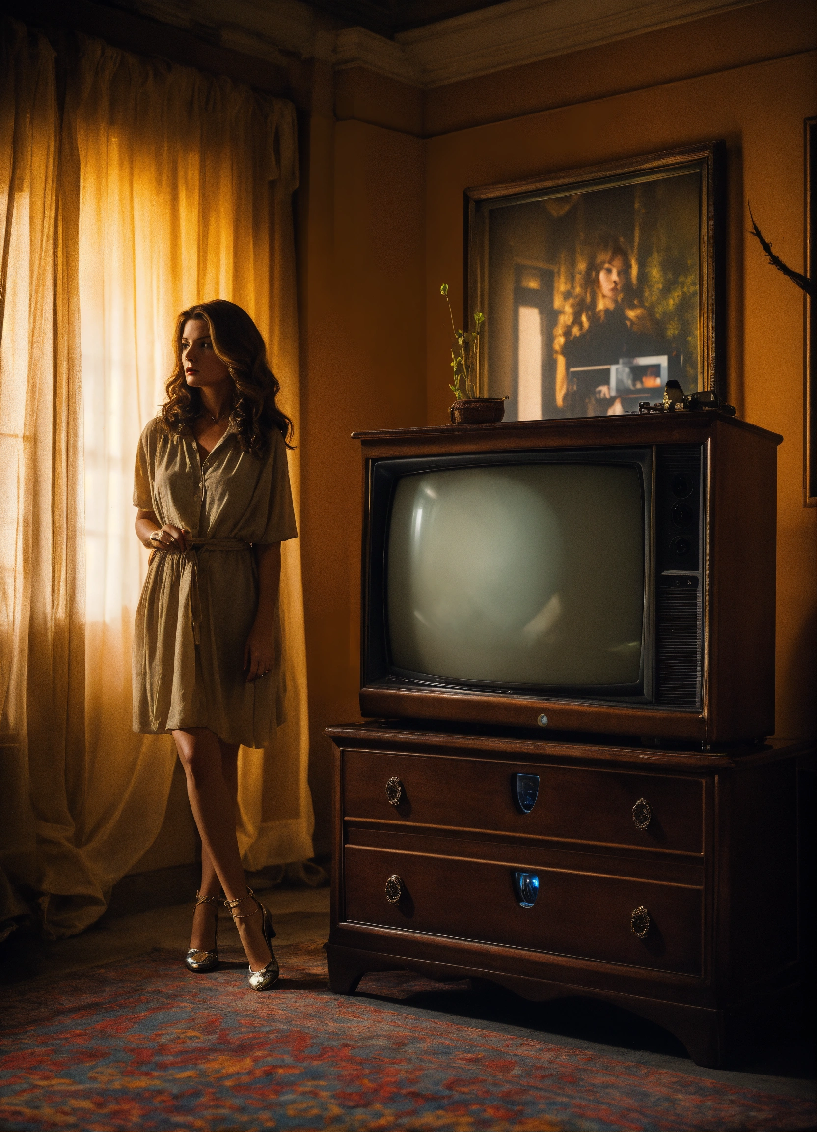 Lexica - A TV haunted by the ghost of a pretty woman