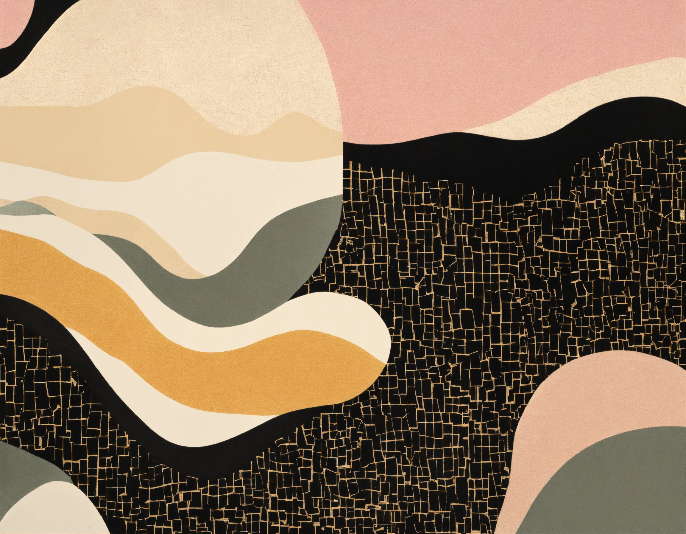 Lexica - Fragments, riso design, texture, pastels cream black, flow, clean