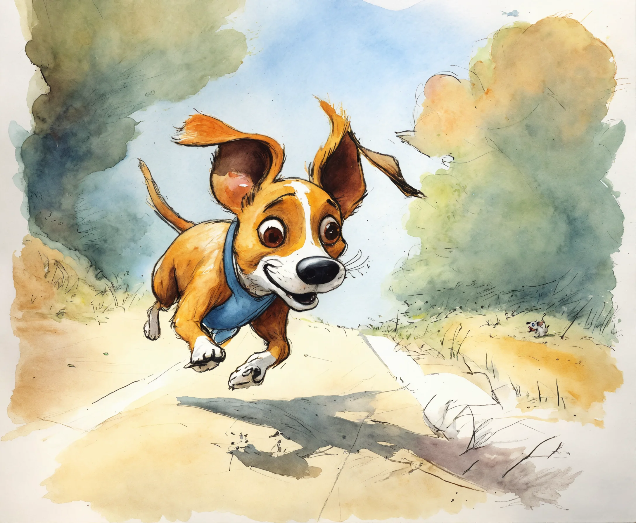 Lexica - In watercolour and pencil crayons, roughly drawn children's ...