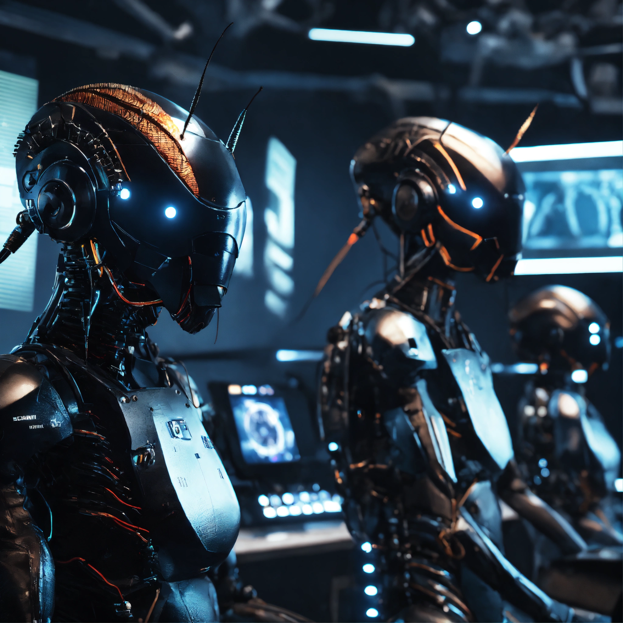 Lexica - Group of 3 black cockroach faced humanoids with detailed ...