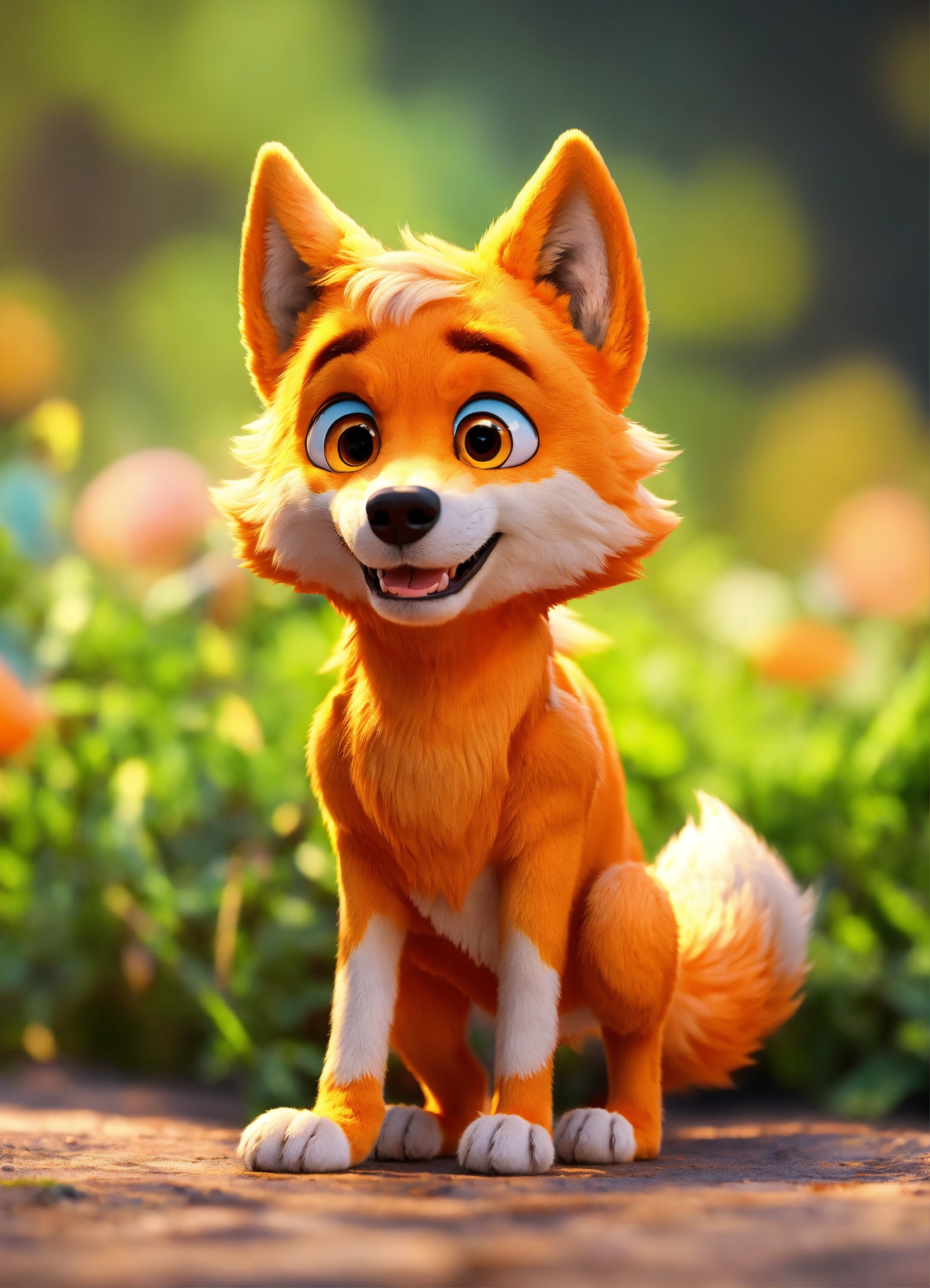 Lexica - A cute orange wolf in pixar style