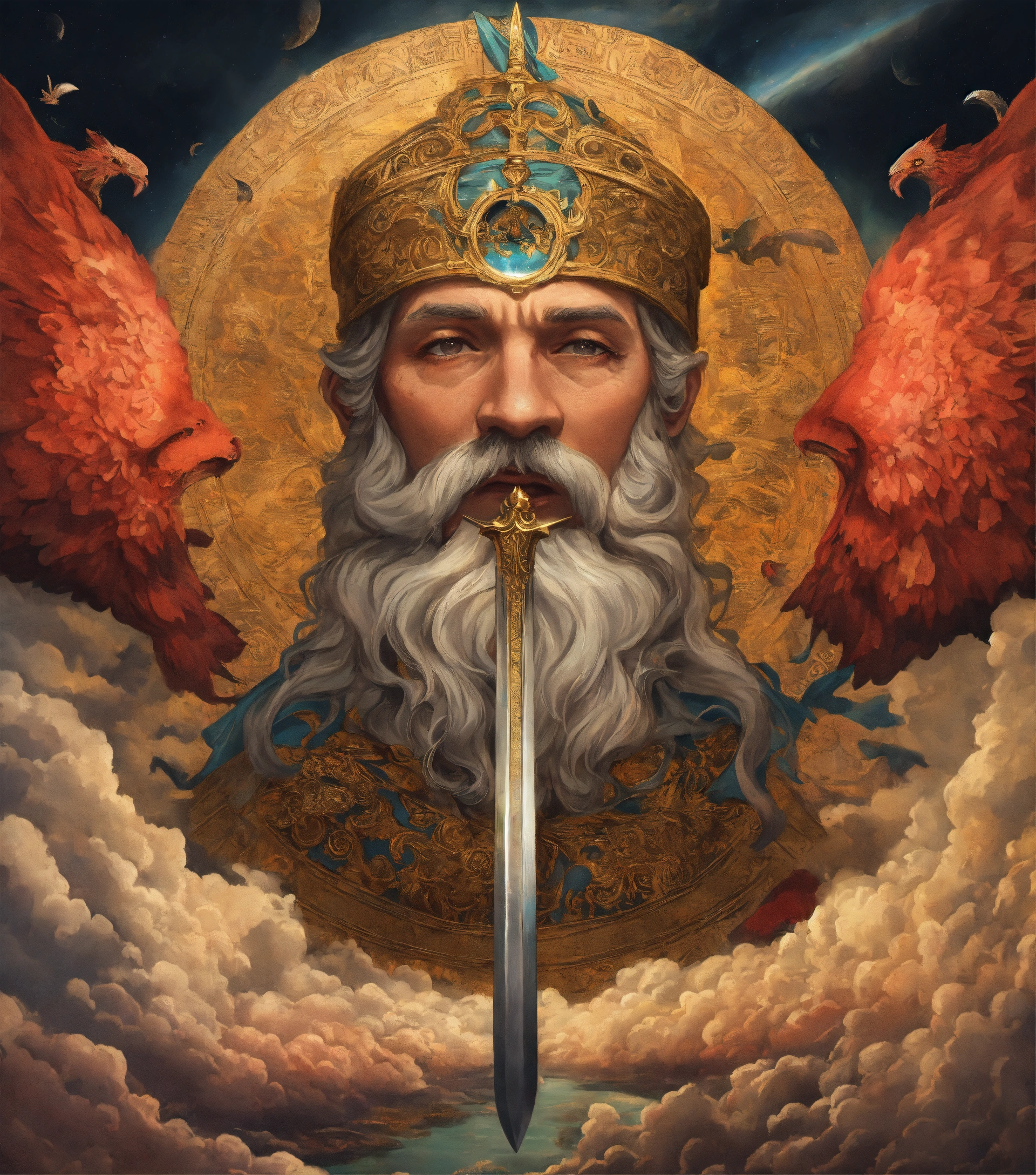 Lexica - In the heavens, the face of an enlightened man with a double ...