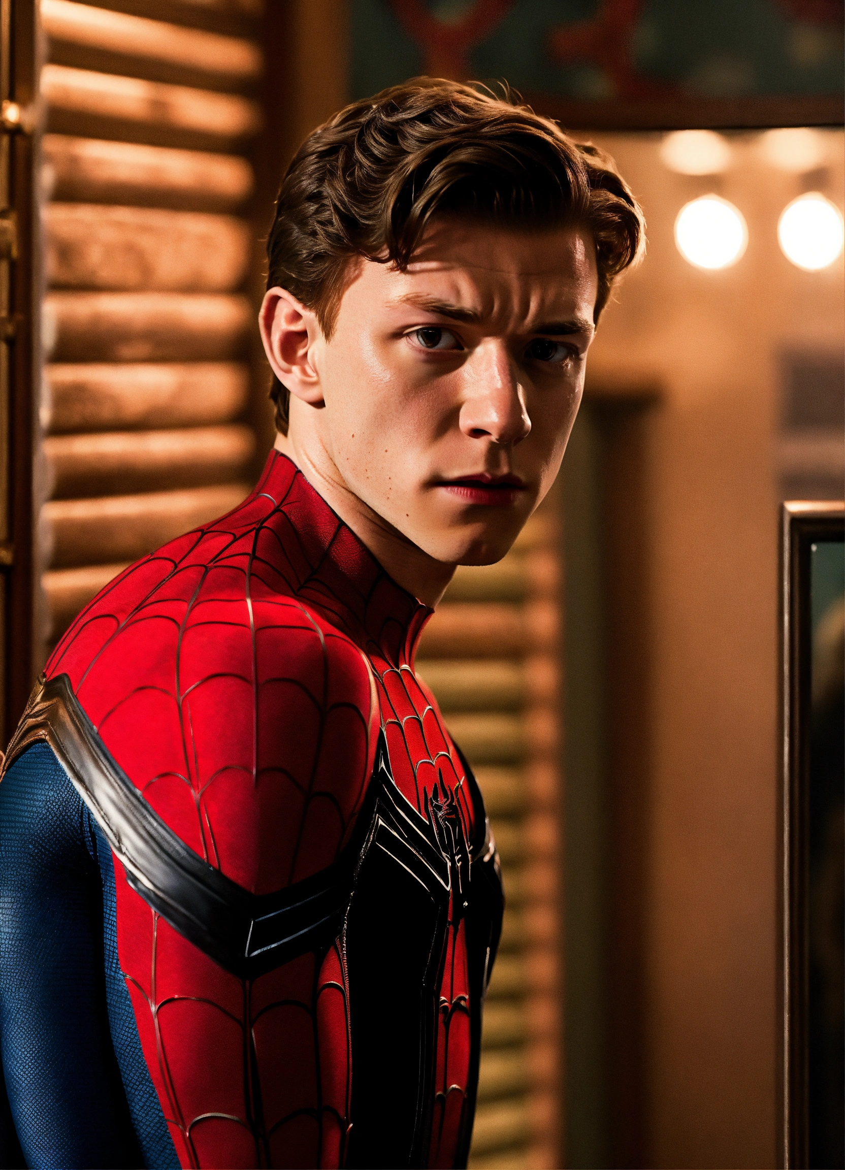 Lexica - Spider-Man tom holland looking at a mirror and seeing a Terry ...