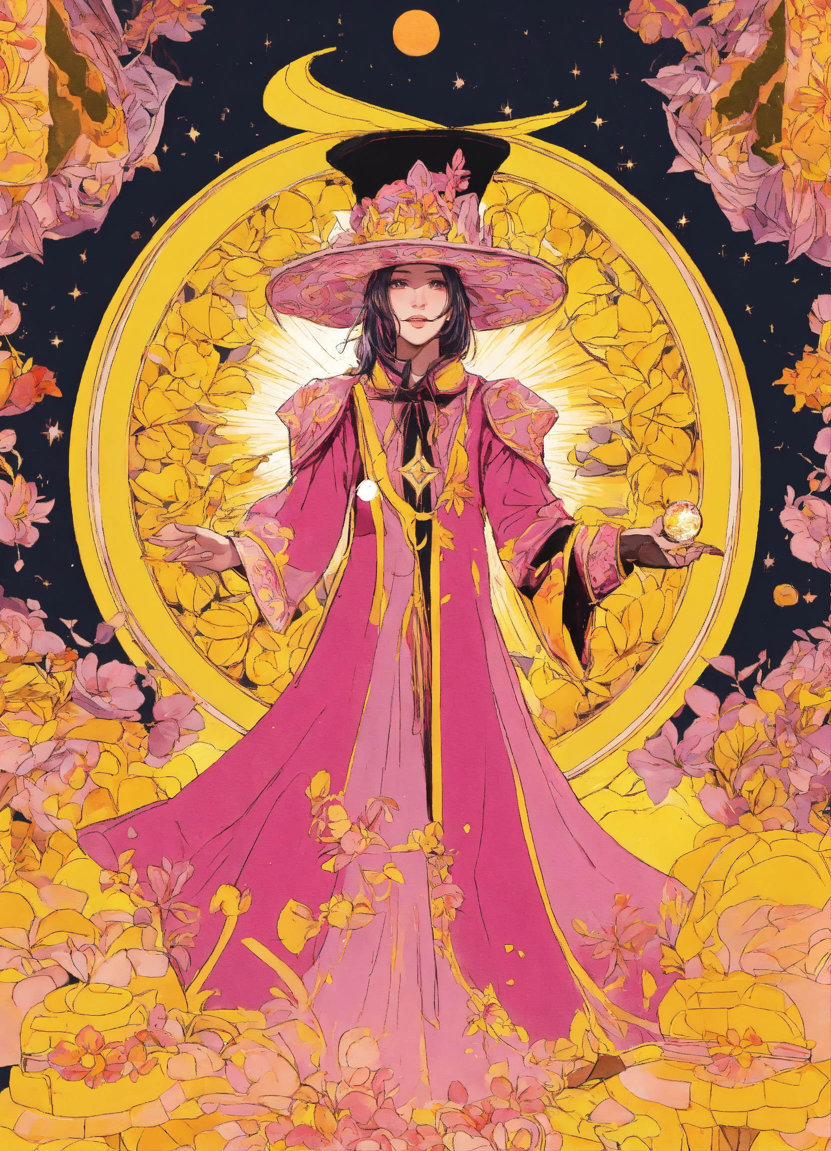 Lexica - A sun magician in yellow and pink