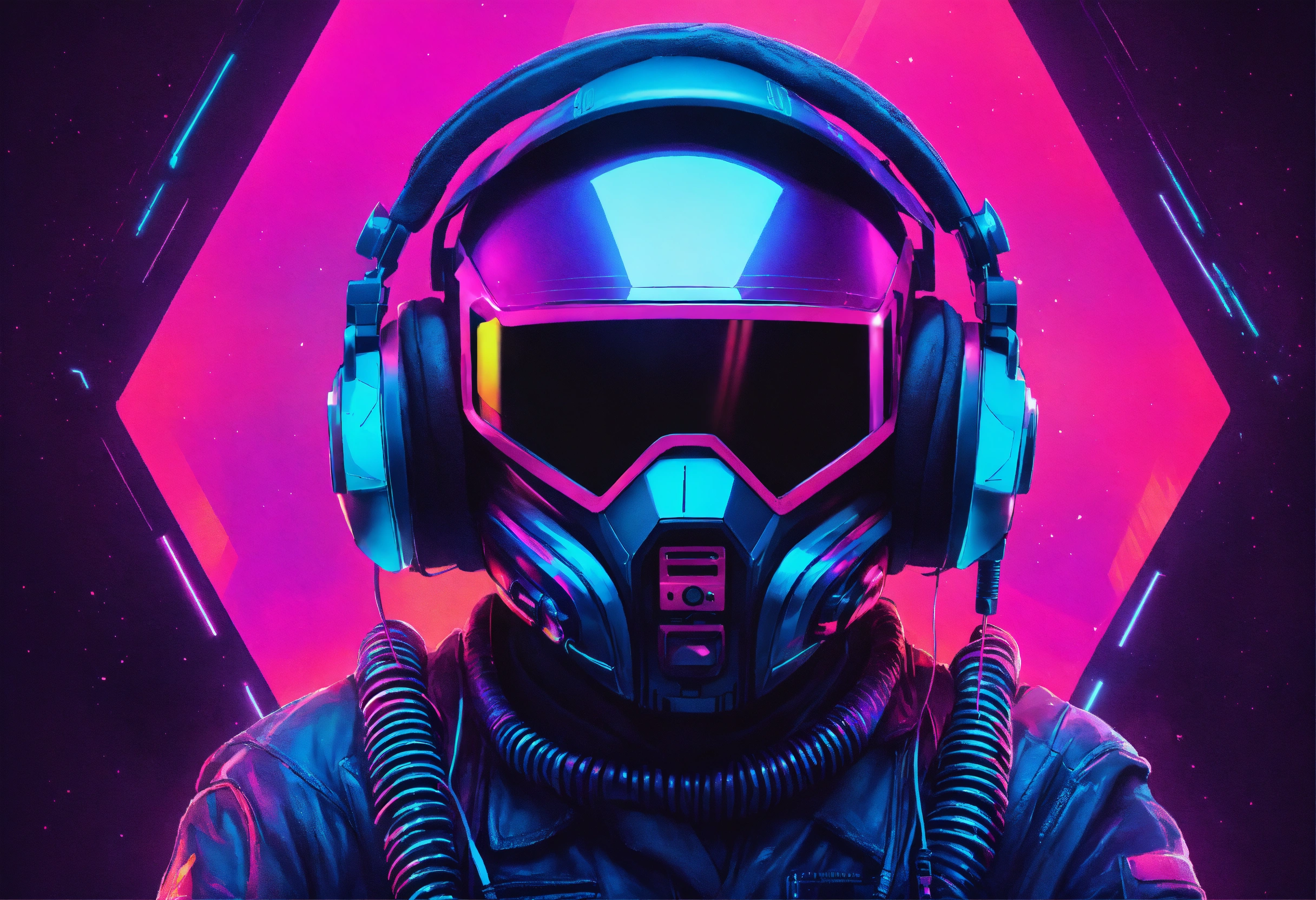 Lexica - Logo for synthwave music producer, space helmet, headphones ...
