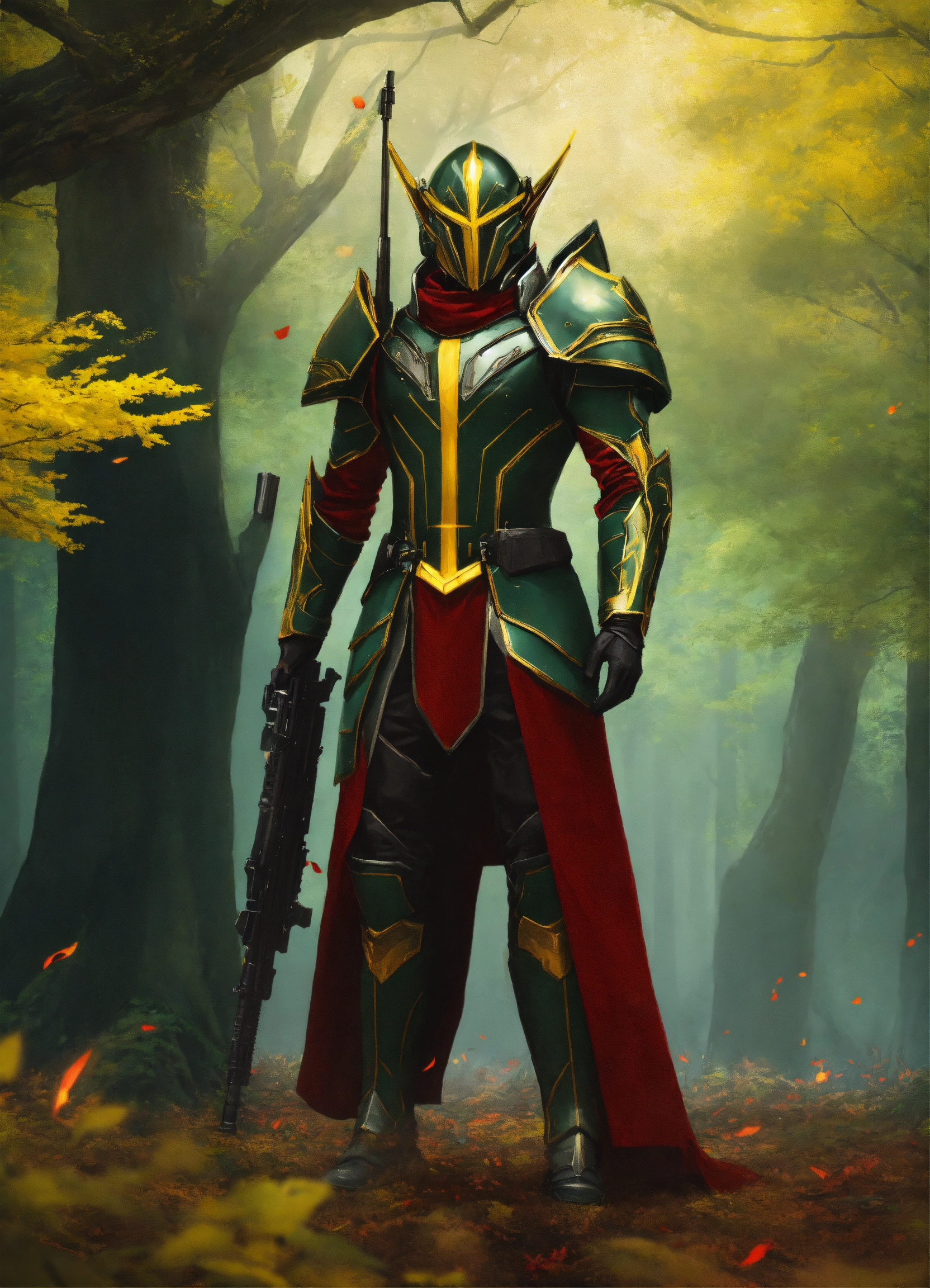 Lexica - High elf sci fi soldier wearing sleek sci fi armor, dark green ...